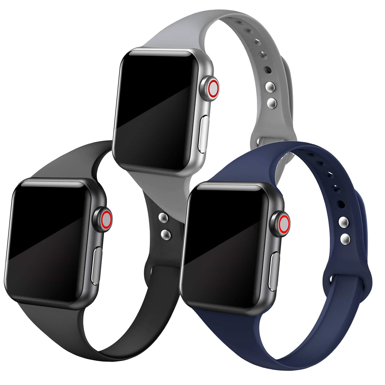 ALMNVO 3Pack Sport Slim Silicone Bands Compatible with Apple Watch ...