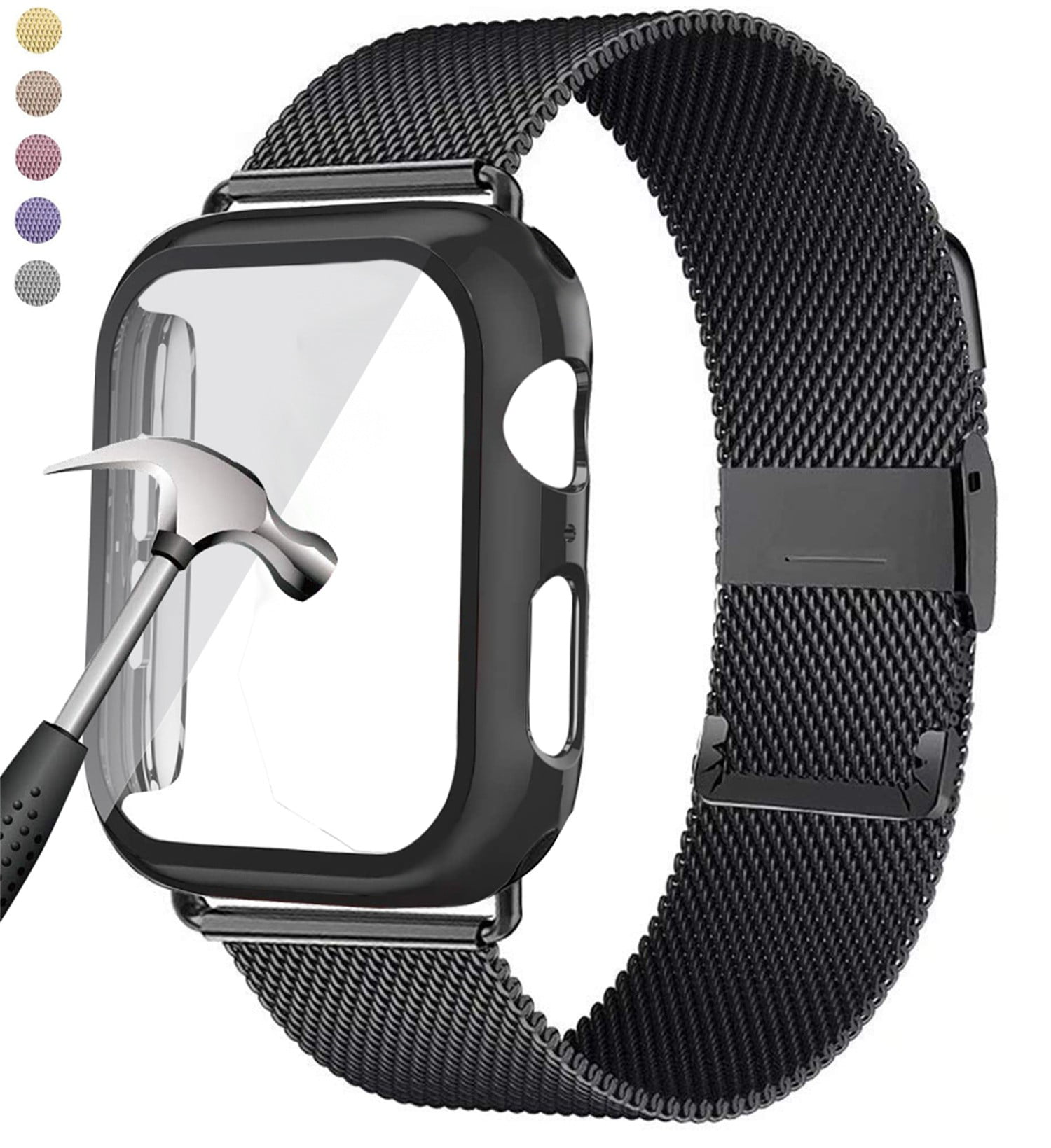 ALMNVO Band for Apple Watch Bands with Case 38mm, Stainless Steel Mesh ...