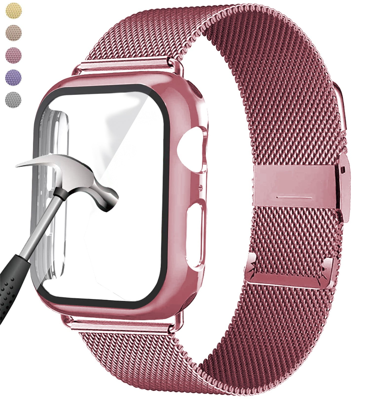 ALMNVO Band for Apple Watch Bands with Case 38mm, Stainless Steel Mesh ...