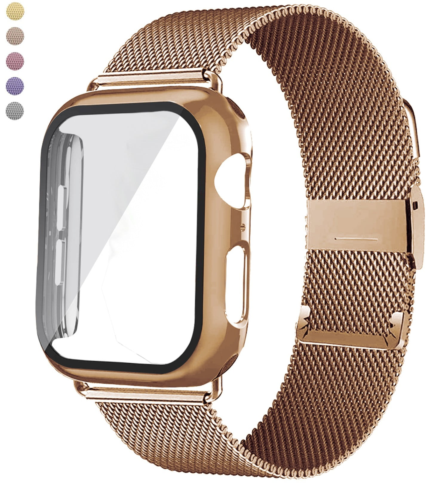 ALMNVO Band for Apple Watch Bands with Case 38mm, Stainless Steel Mesh ...