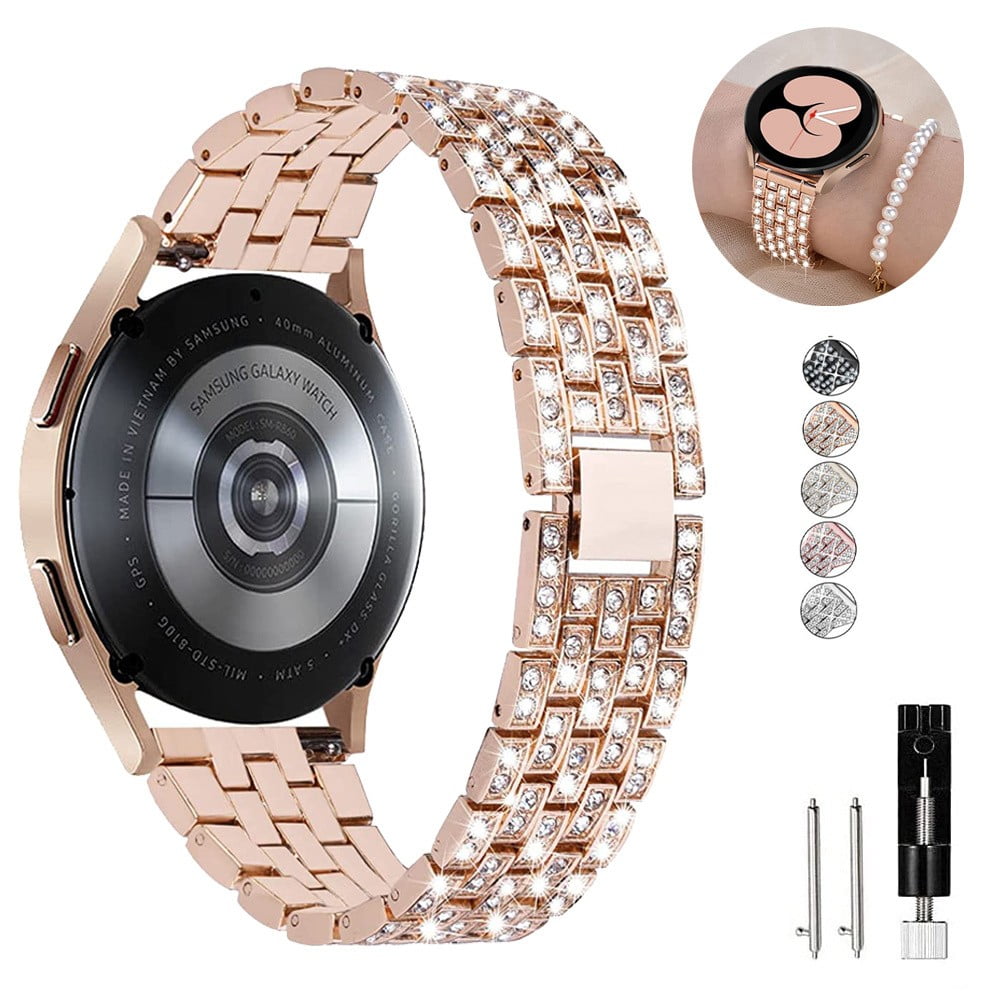 ALMNVO Diamond Stainless Steel Strap for Samsung Galaxy Watch 4 40 mm ...