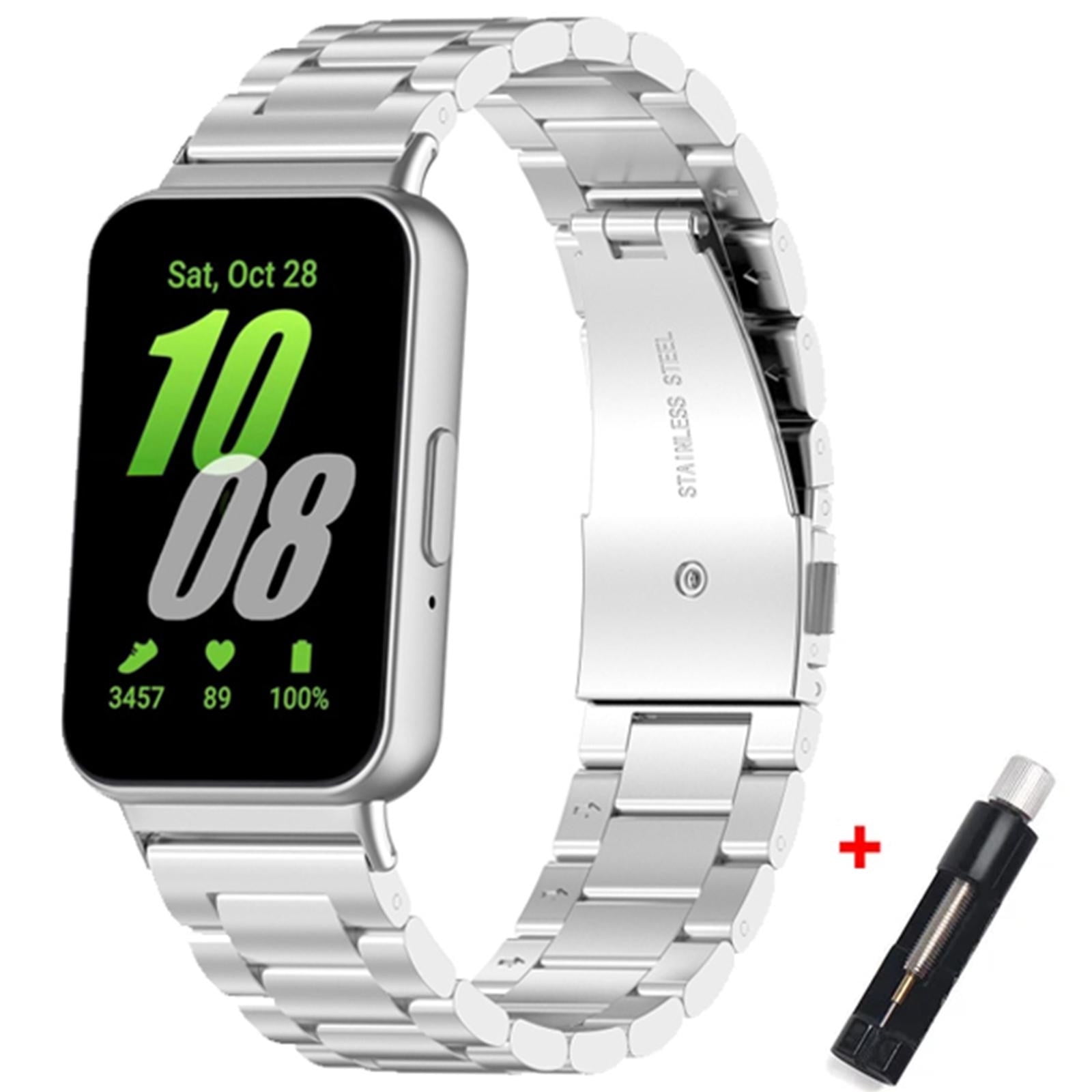 ALMNVO Stainless Steel Metal Bands Compatible with Samsung Galaxy Fit 3 ...