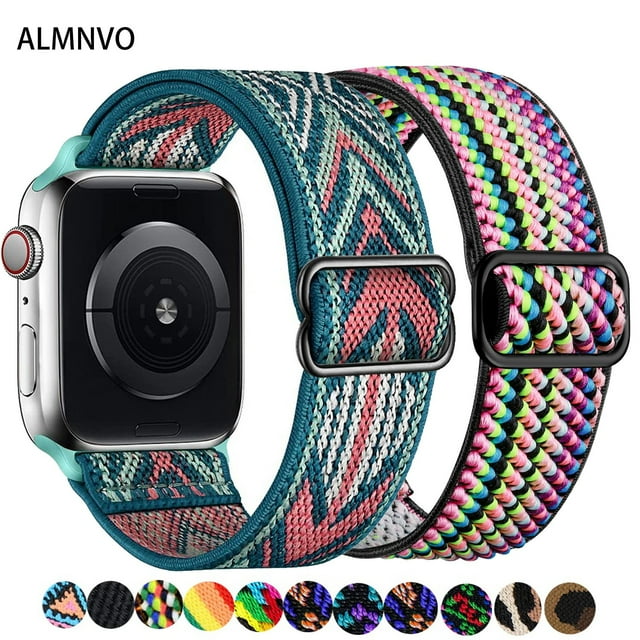 ALMNVO Stretchy Nylon Solo Loop Band Compatible with Apple Watch Bands ...