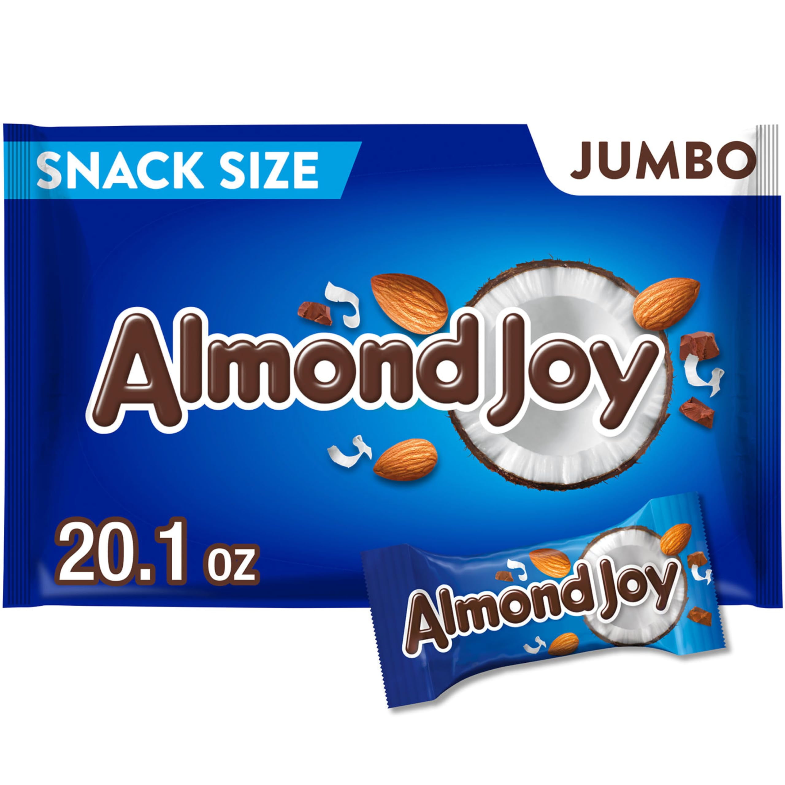 ALMOND JOY Coconut SCH4 and Almond Chocolate Snack Size, Candy Jumbo Bag, 20.1 oz - Walmart.com