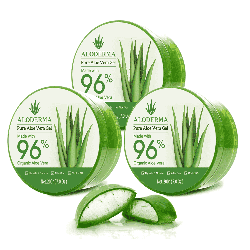 ALODERMA Organic Aloe Vera Gel, 3-Pack, All Skin Types, No Residue, Eco ...
