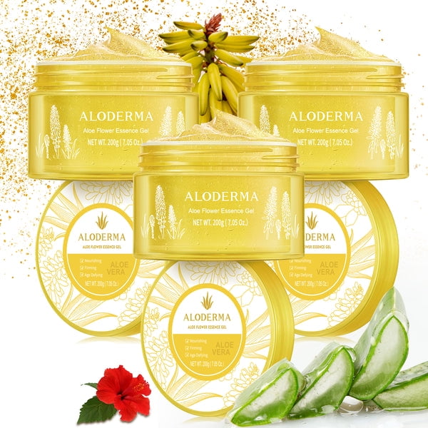 Aloderma Age-Defying Aloe Flower Essence Gel with 24K Gold Leaf, Made ...