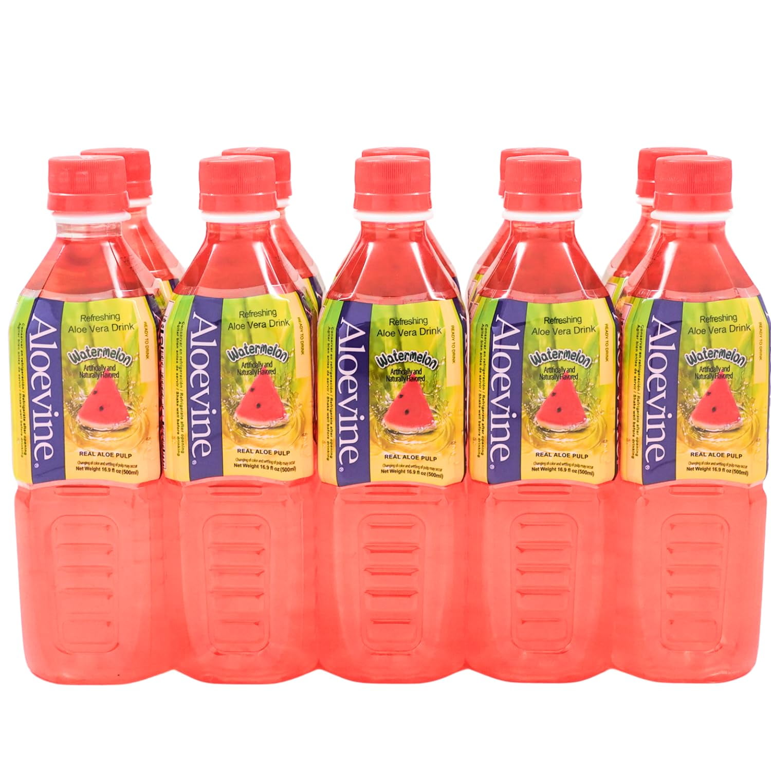 ALOEVINE Aloe Vera Juice drink Watermelon pure with chunks of aloe | 16 ...