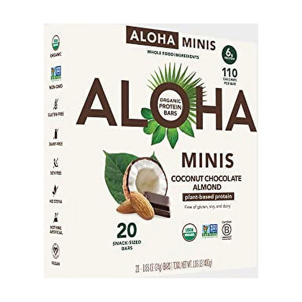 ALOHA Organic Plant Based Protein Bar MINIS |Coconut Chocolate Almond ...