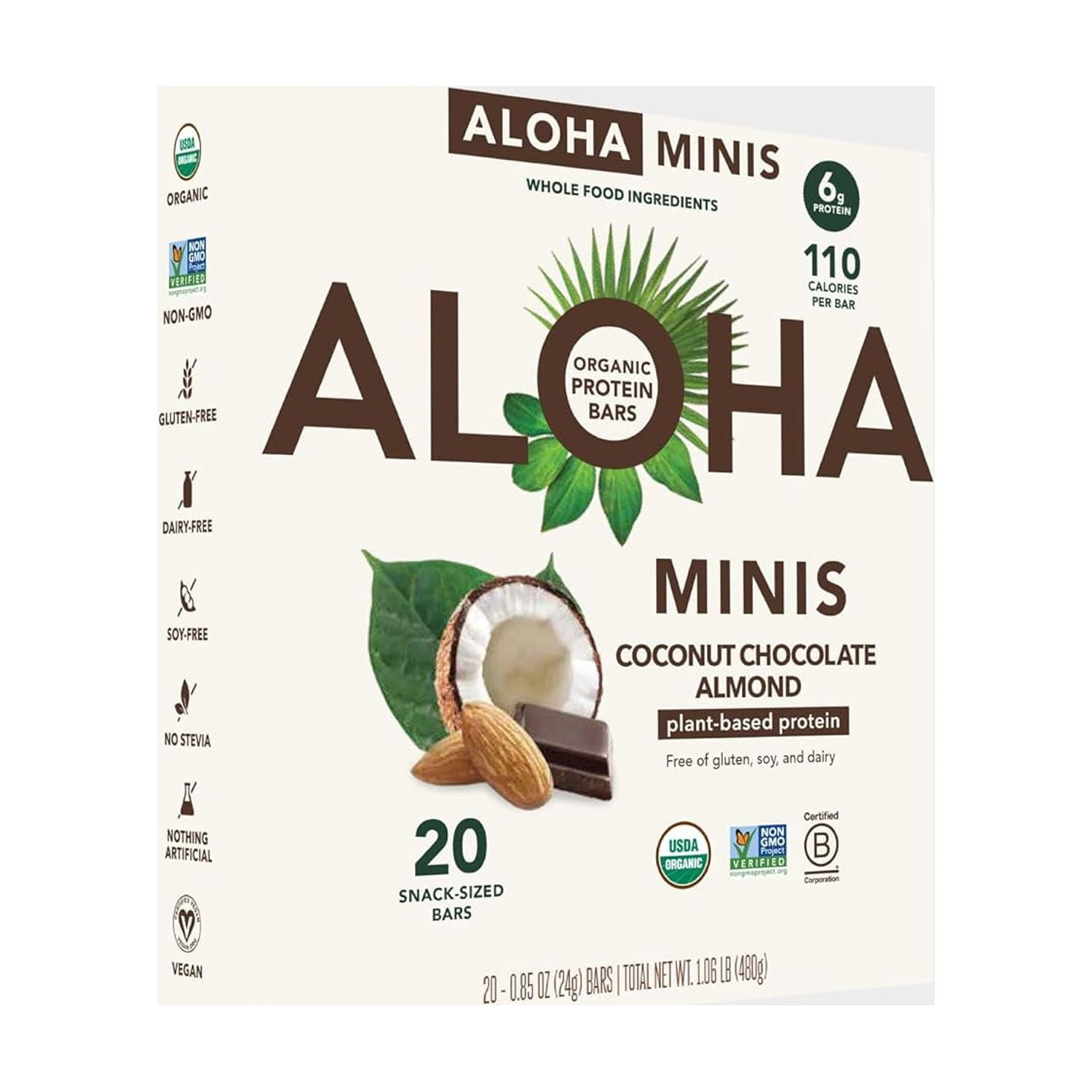 ALOHA, Plant Based Protein, Mini Bars, Coconut Chocolate Almond (Pack ...