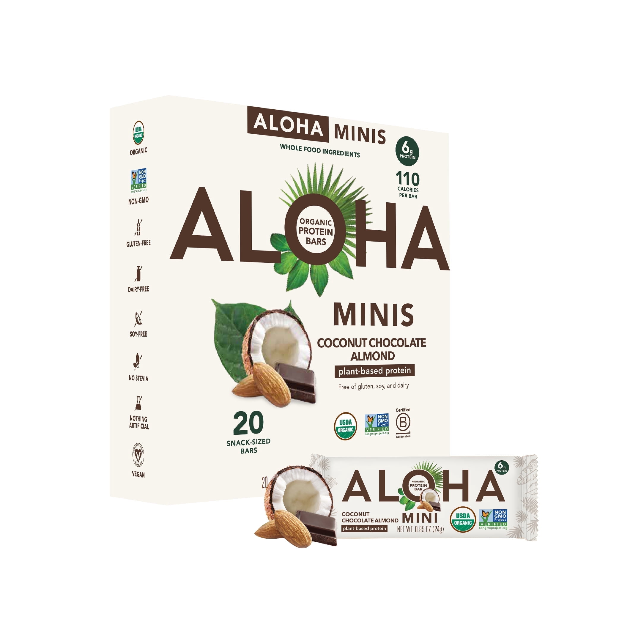 Aloha Plant Based Protein Mini Bars with Coconut, Chocolate & Almond ...