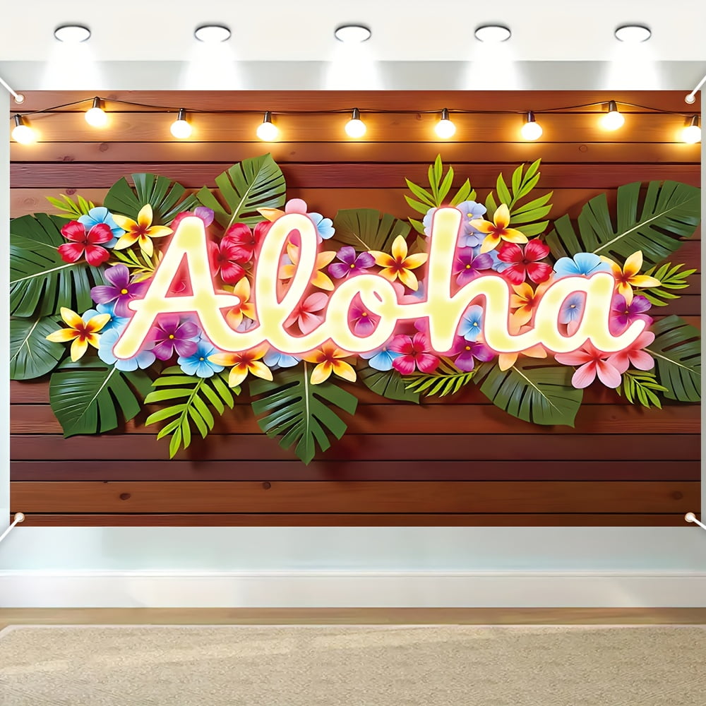 ALOHA Themed Party Backdrop Luau Hawaiian Photography Background ...