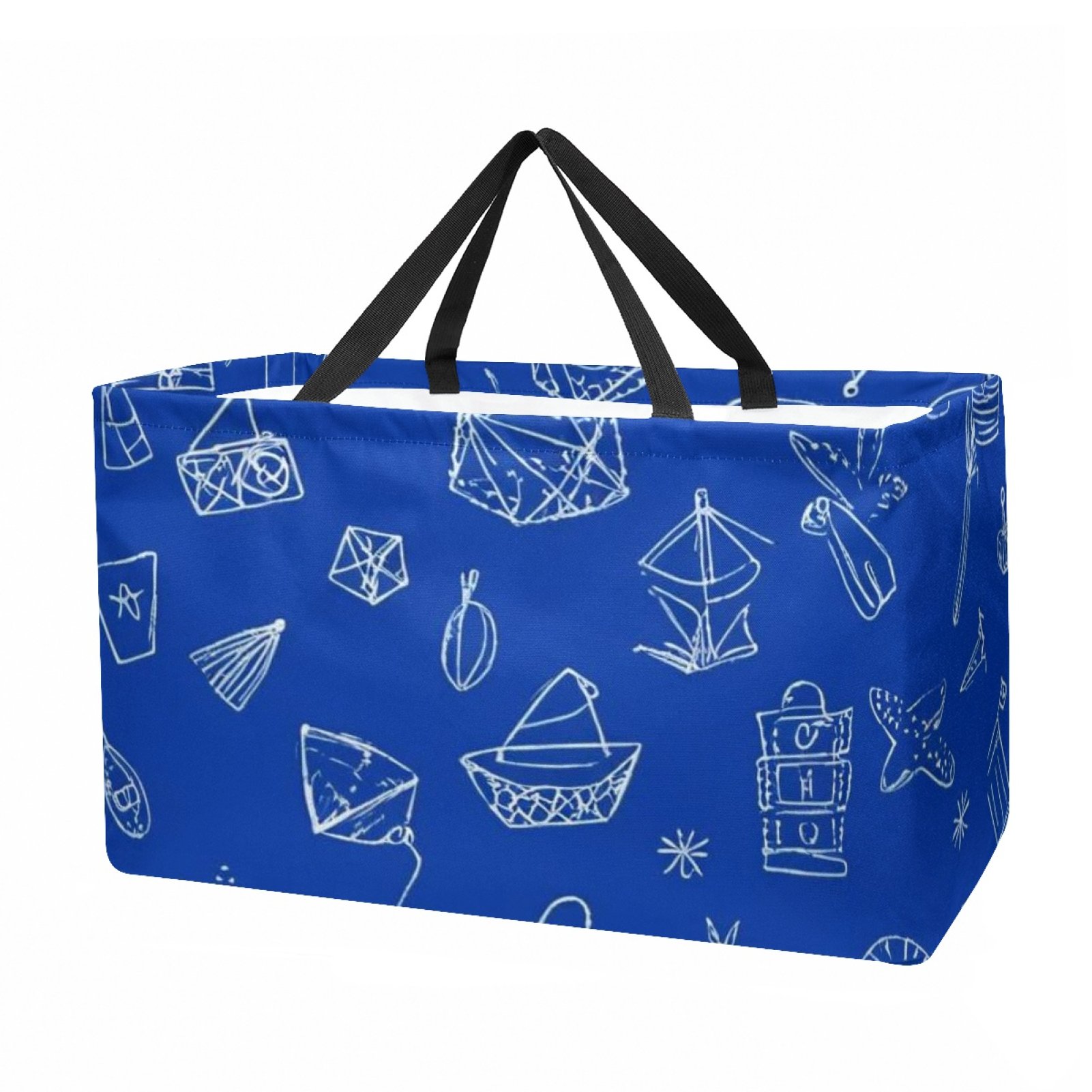ALOOMOMO Shopping Basket Reusable Grocery Tote Bag Summer Elements Blue ...