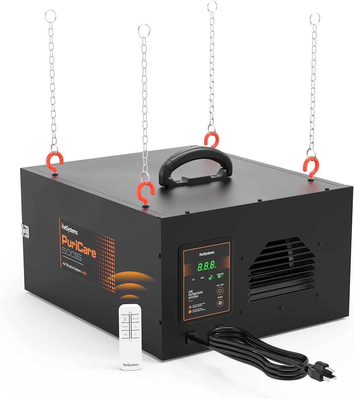 Air Filtration System 3-Speed Remote, Built-in Ionizer, PuriCare 500IG ...