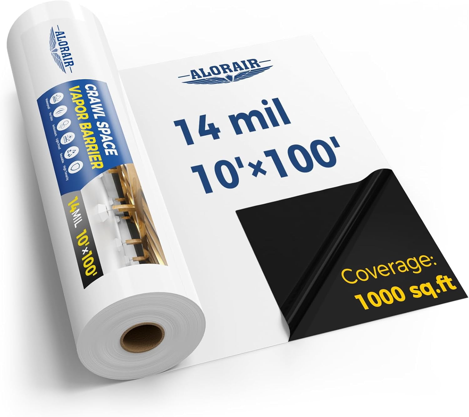ALORAIR Crawl Space Vapor Barrier 14 mil 10'x100', Drop Cloth Vapor ...
