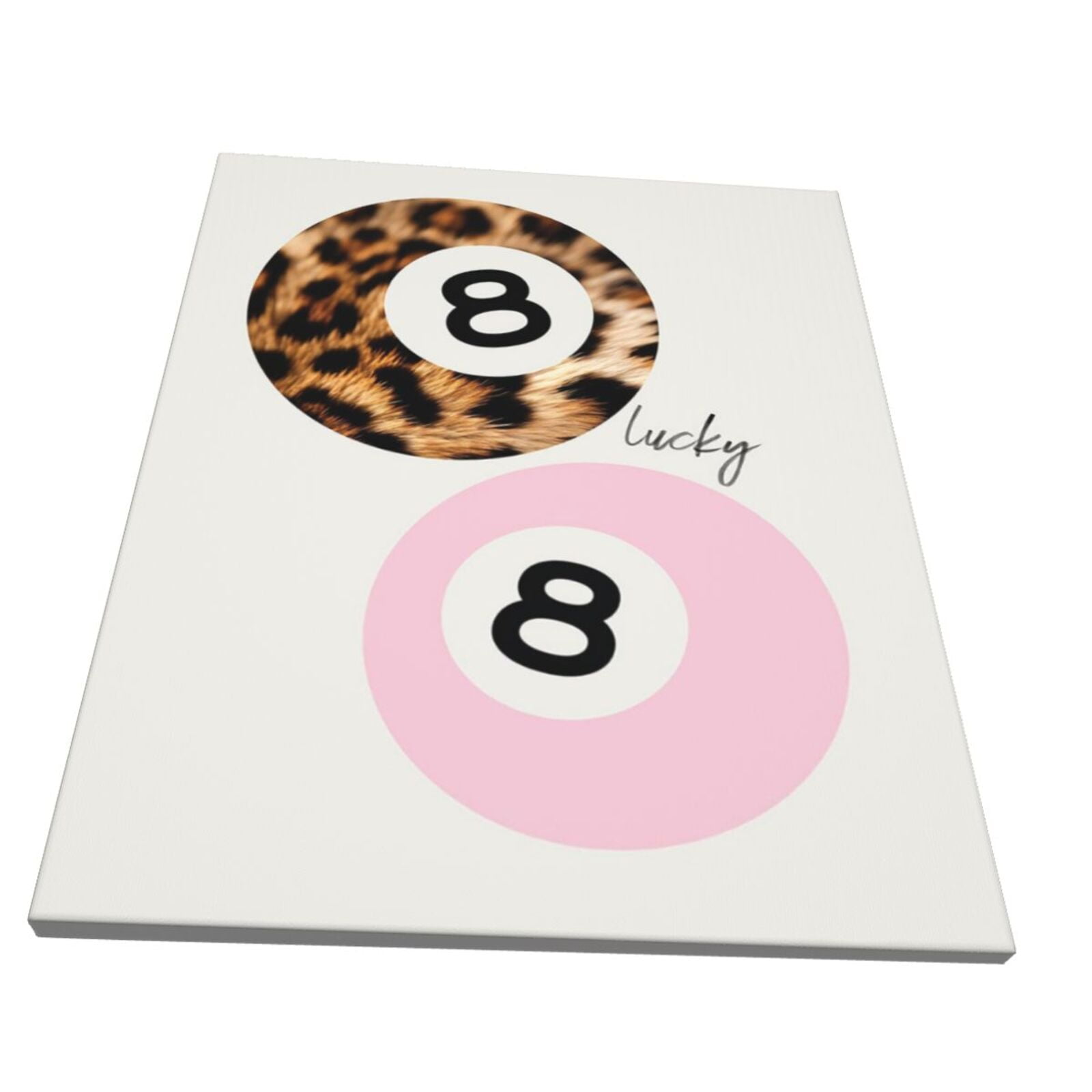 ALOUYA 8 Ball Leopard Print Retro Canvas Wall Art Lucky Girl Poster ...