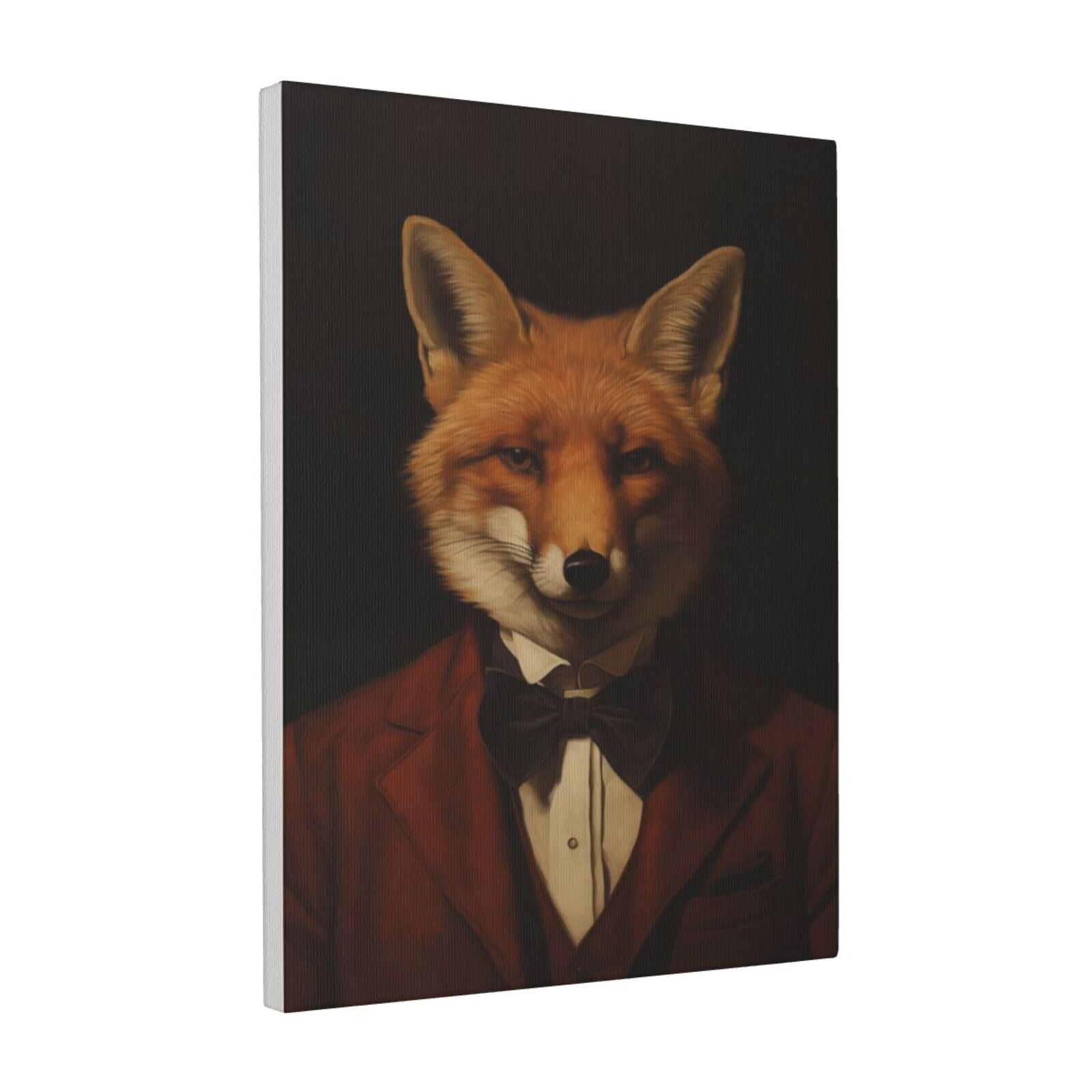 ALOUYA Abstract Fox Wall Art Orange Fox Canvas Painting Gothic Animal ...