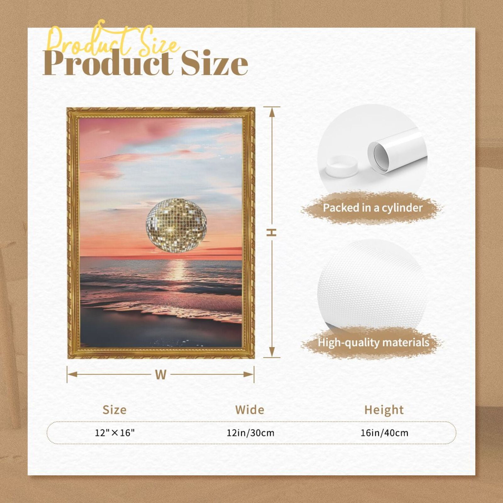 ALOUYA Abstract sun Disco Ball Canvas Posters Trendy sunrise Beach ...