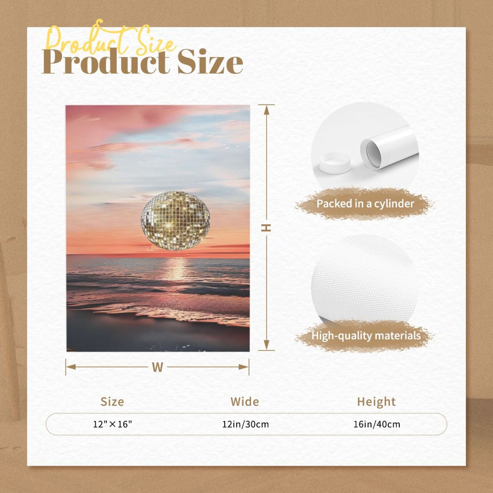 ALOUYA Abstract sun Disco Ball Canvas Posters Trendy sunrise Beach ...