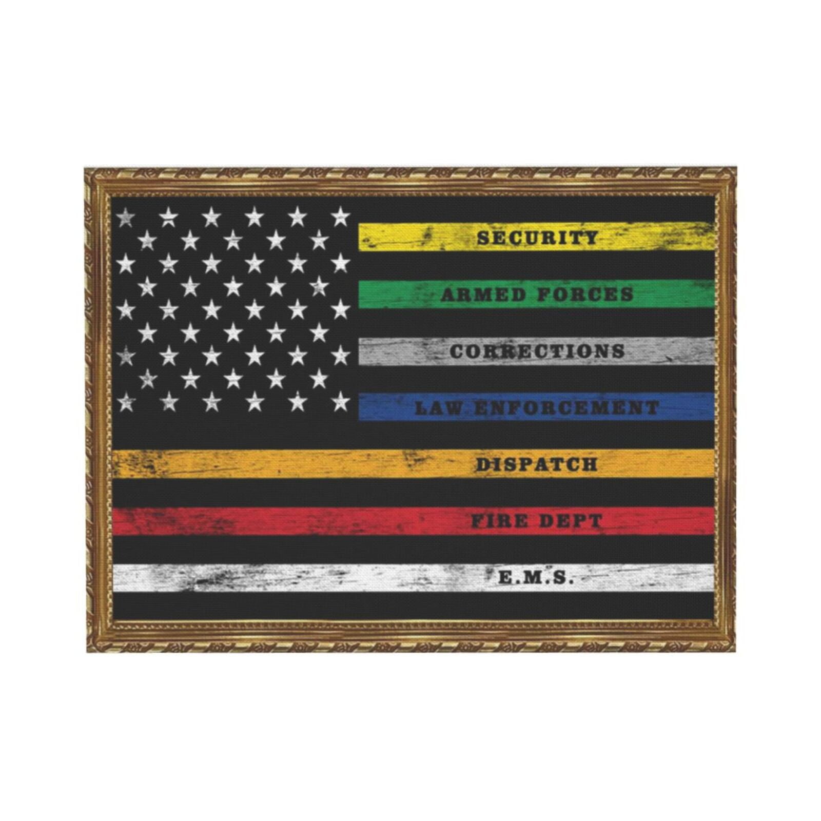 ALOUYA American Flag Poster Wall Art Canvas Room Decor?EMT/EMS Military ...
