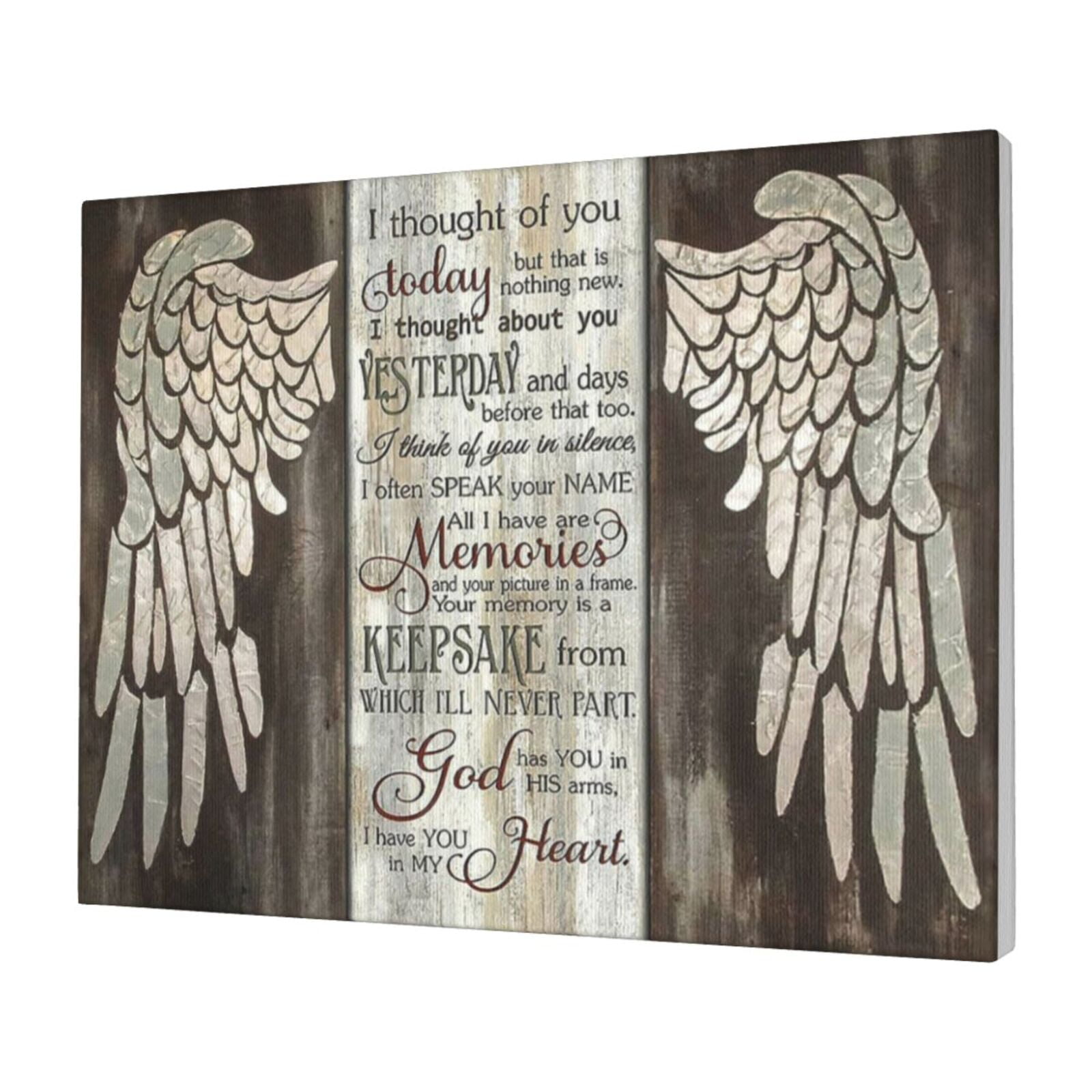 ALOUYA Angel Wings Wall Art Rustic In Memory Pictures Wall Decor Angel ...