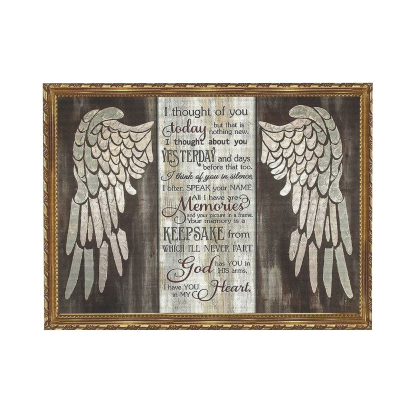 ALOUYA Angel Wings Wall Art Rustic In Memory Pictures Wall Decor Angel ...