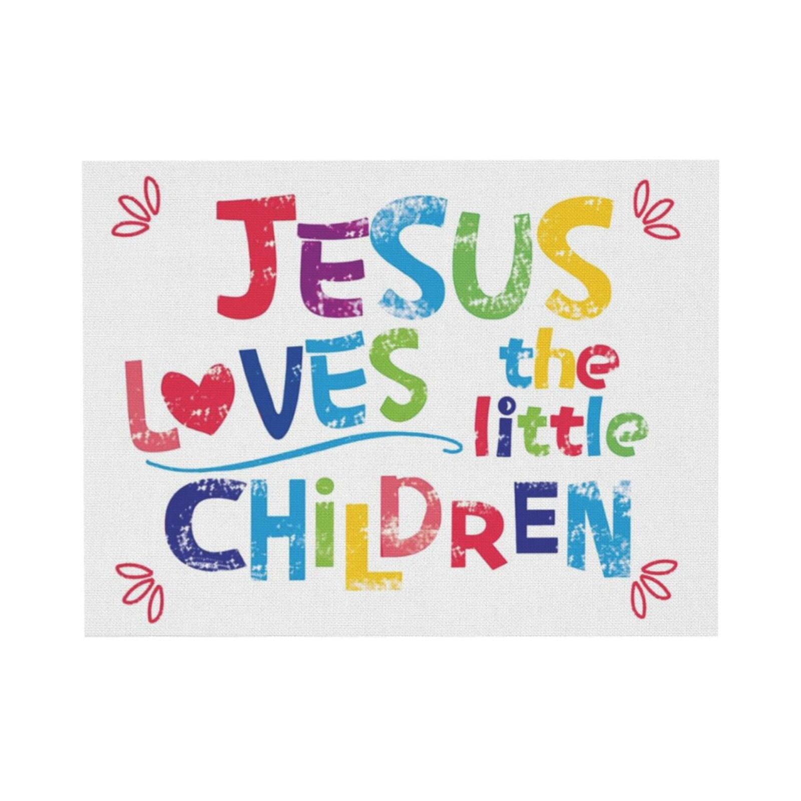 ALOUYA Bible Verses Wall Art for Kids,Jesus Loves The Little Children ...