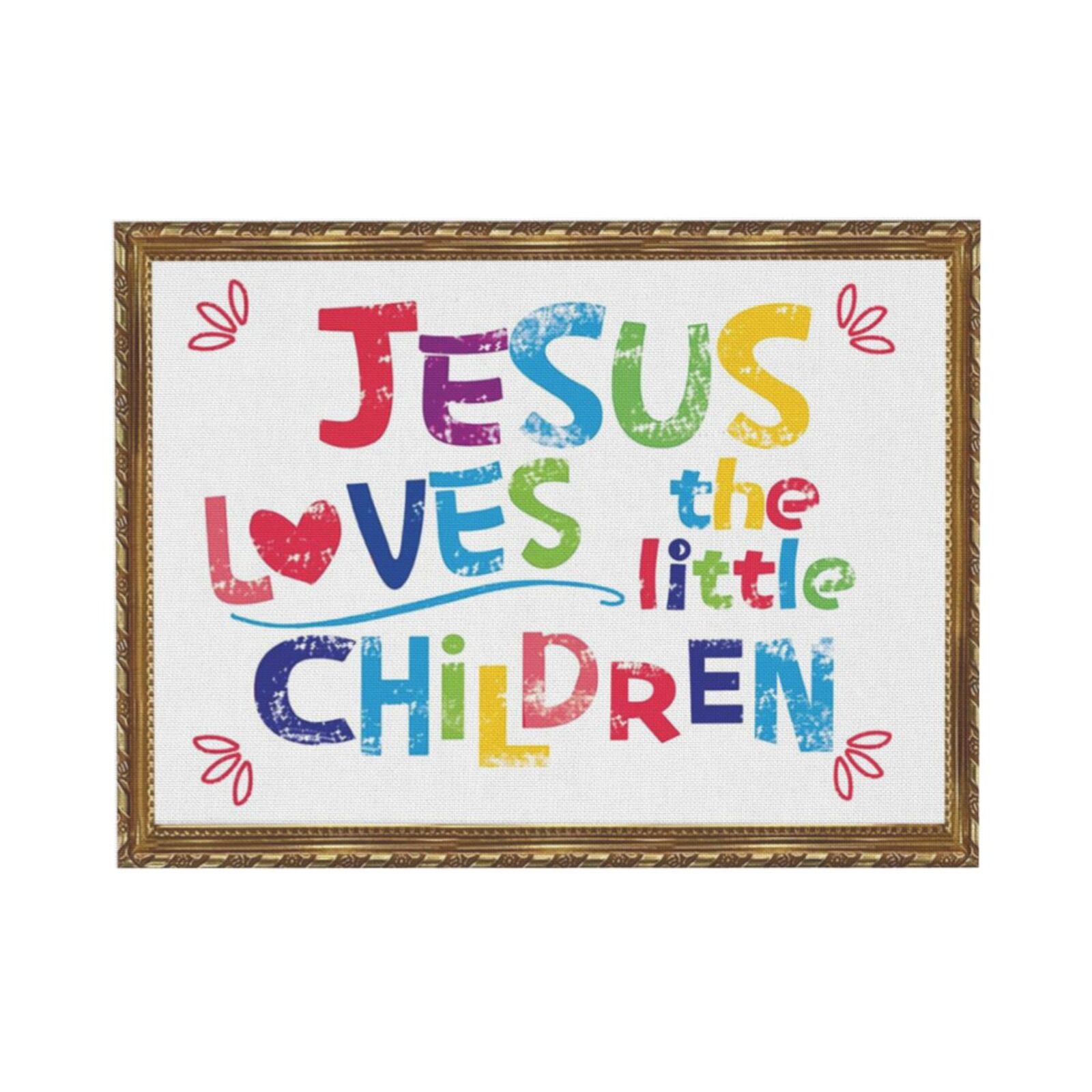 ALOUYA Bible Verses Wall Art for Kids,Jesus Loves The Little Children ...