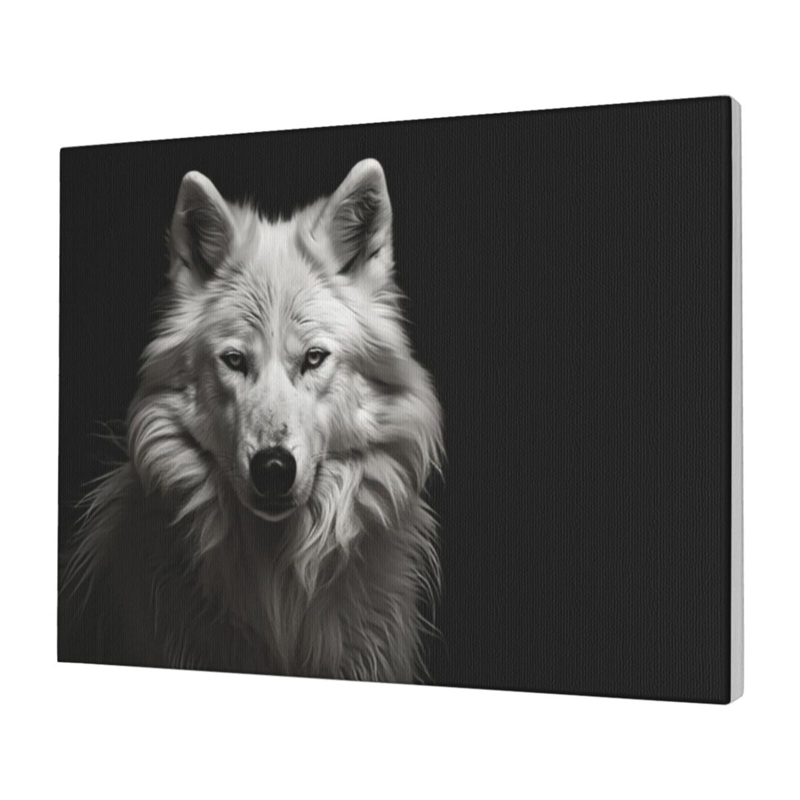 ALOUYA Black And White Wolf Canvas Painting Modern Abstract Wall Art ...