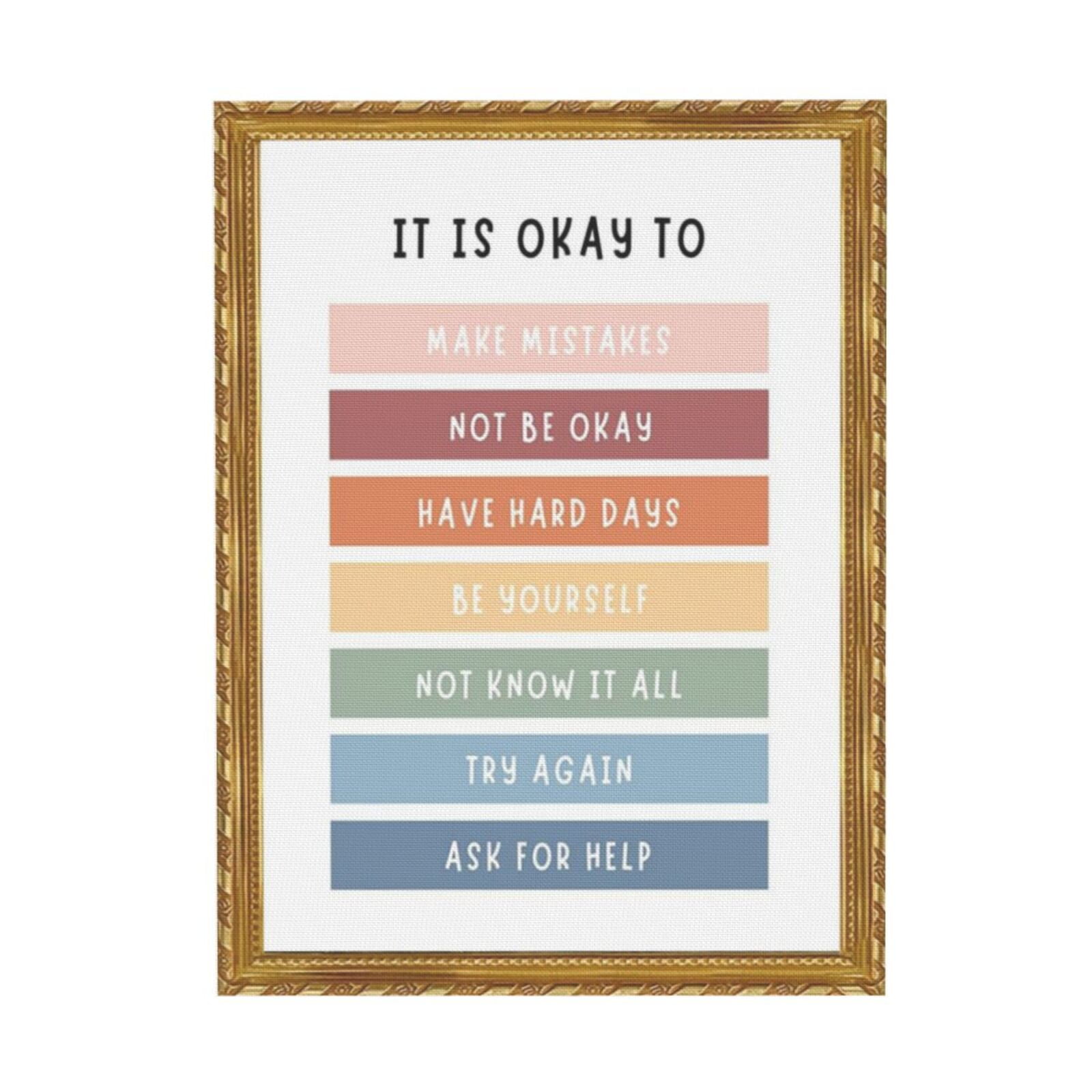ALOUYA Boho Canvas Wall Art It Is Okay To Be Yourself Classroom Wall ...
