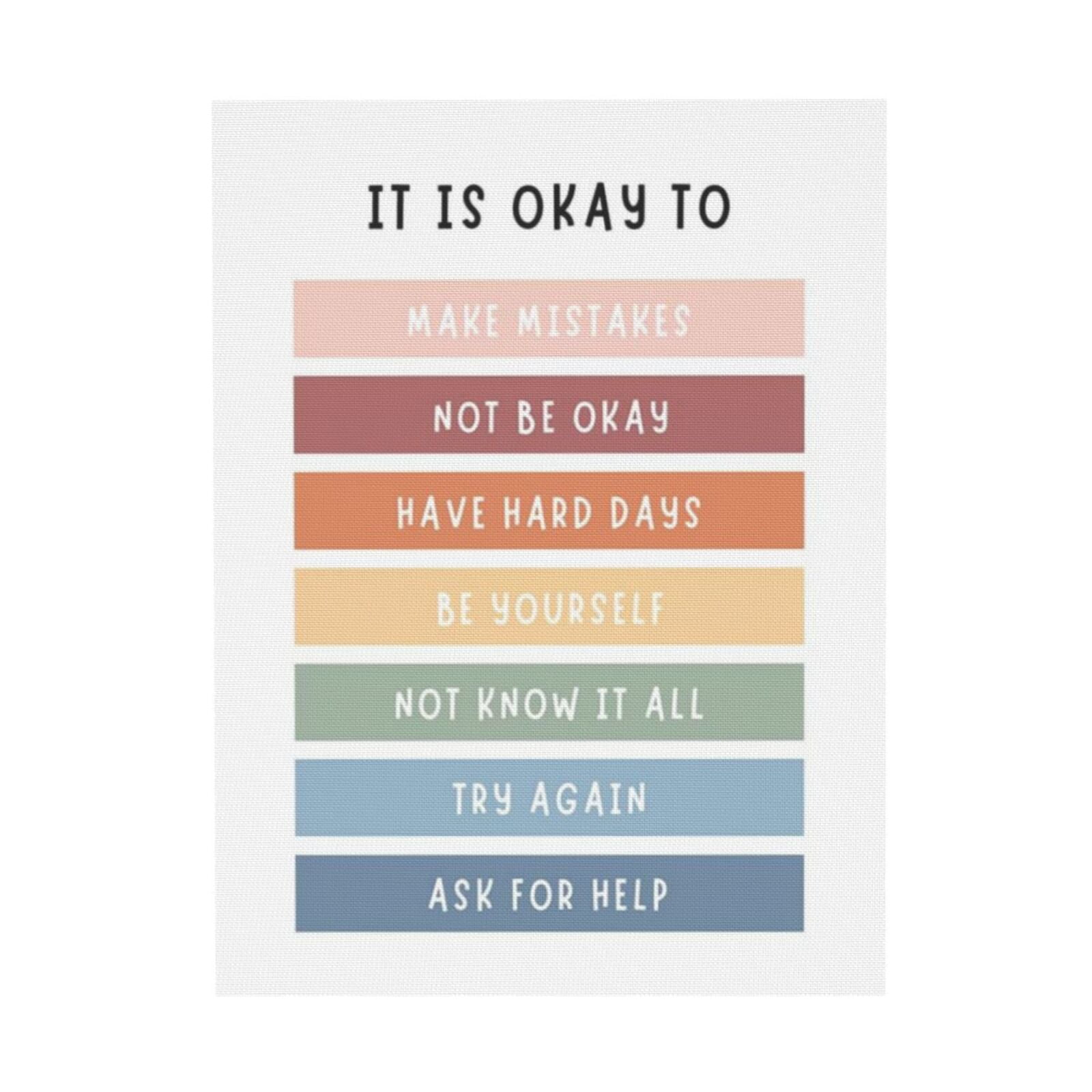 ALOUYA Boho Canvas Wall Art It Is Okay To Be Yourself Classroom Wall ...