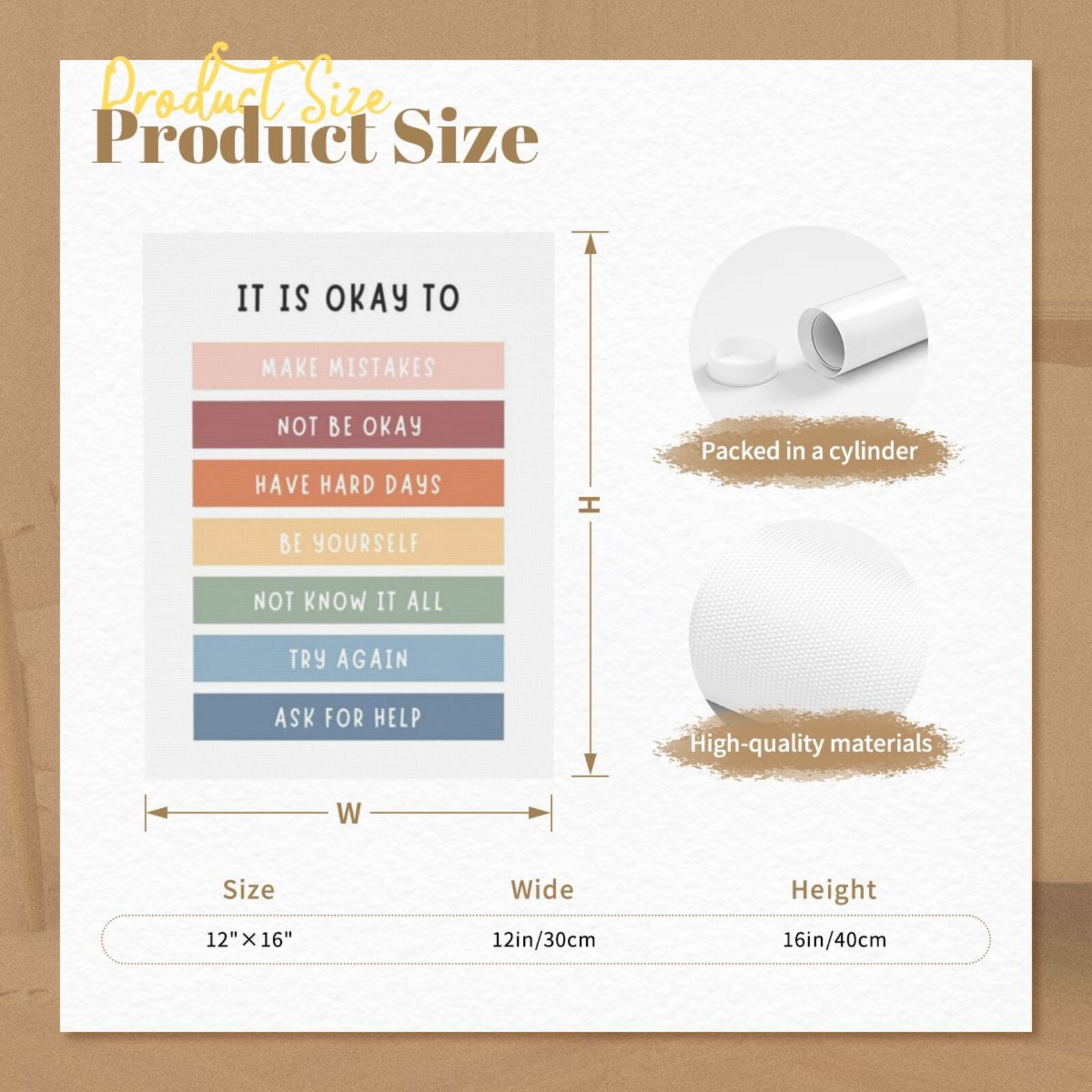 ALOUYA Boho Canvas Wall Art It Is Okay To Be Yourself Classroom Wall ...