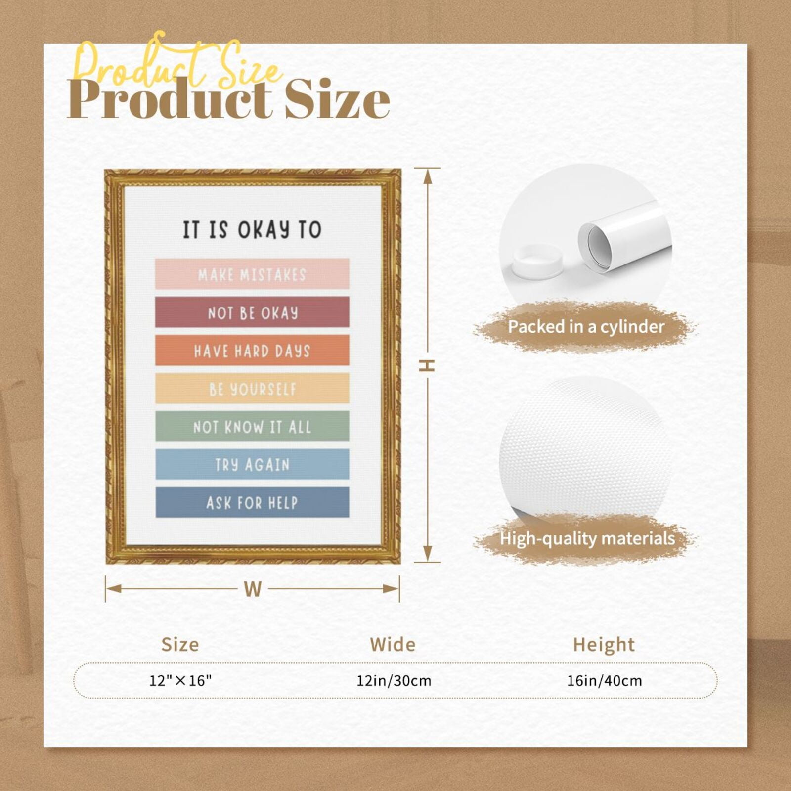 ALOUYA Boho Canvas Wall Art It Is Okay To Be Yourself Classroom Wall ...