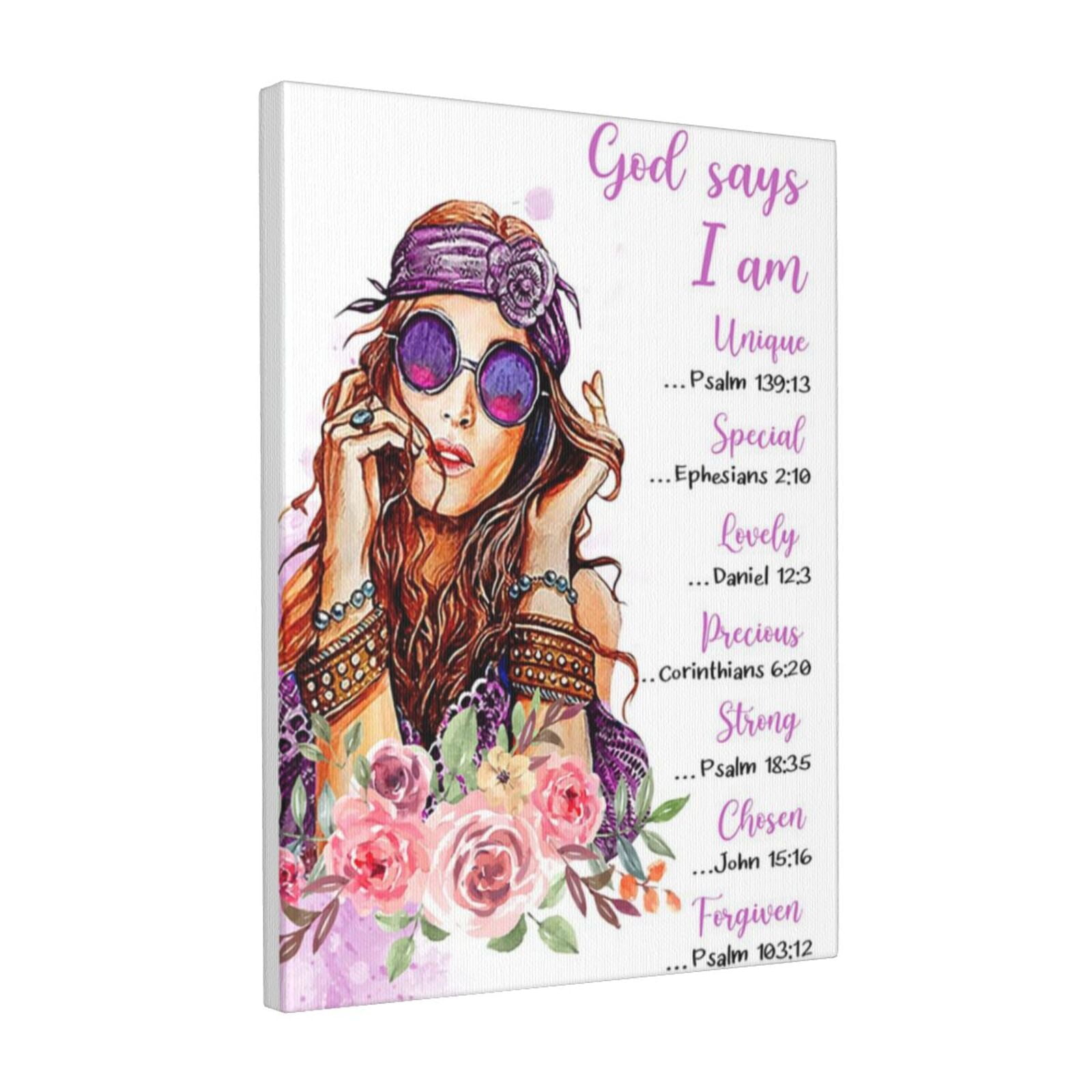 ALOUYA Boho Hippie Bible Verse Decor - God Says You Are Wall Art ...