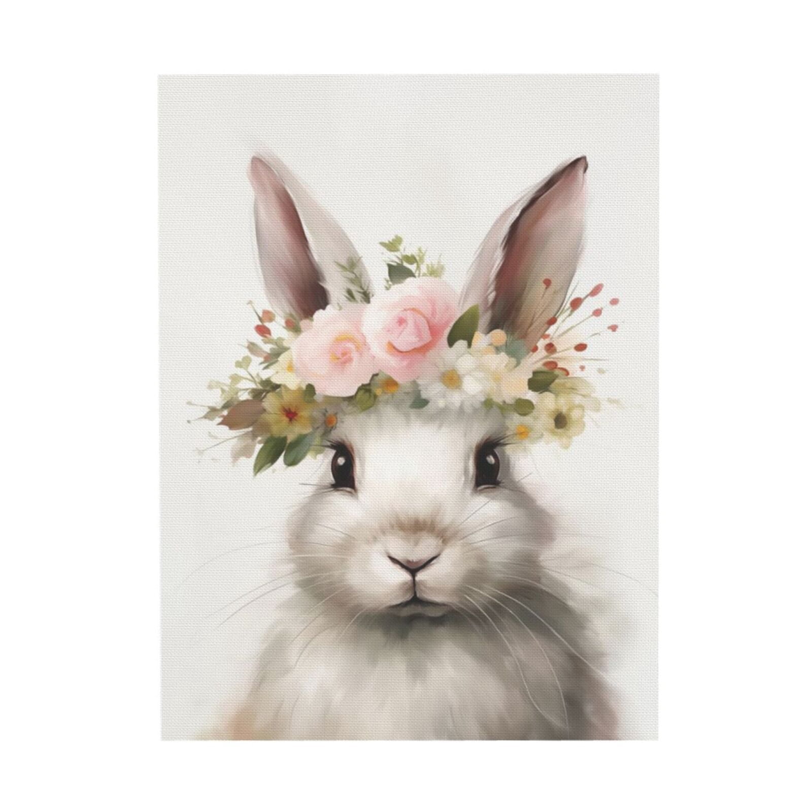 ALOUYA Bunny Rabbit Canvas Wall Art Cute Animal Paintings Watercolor ...