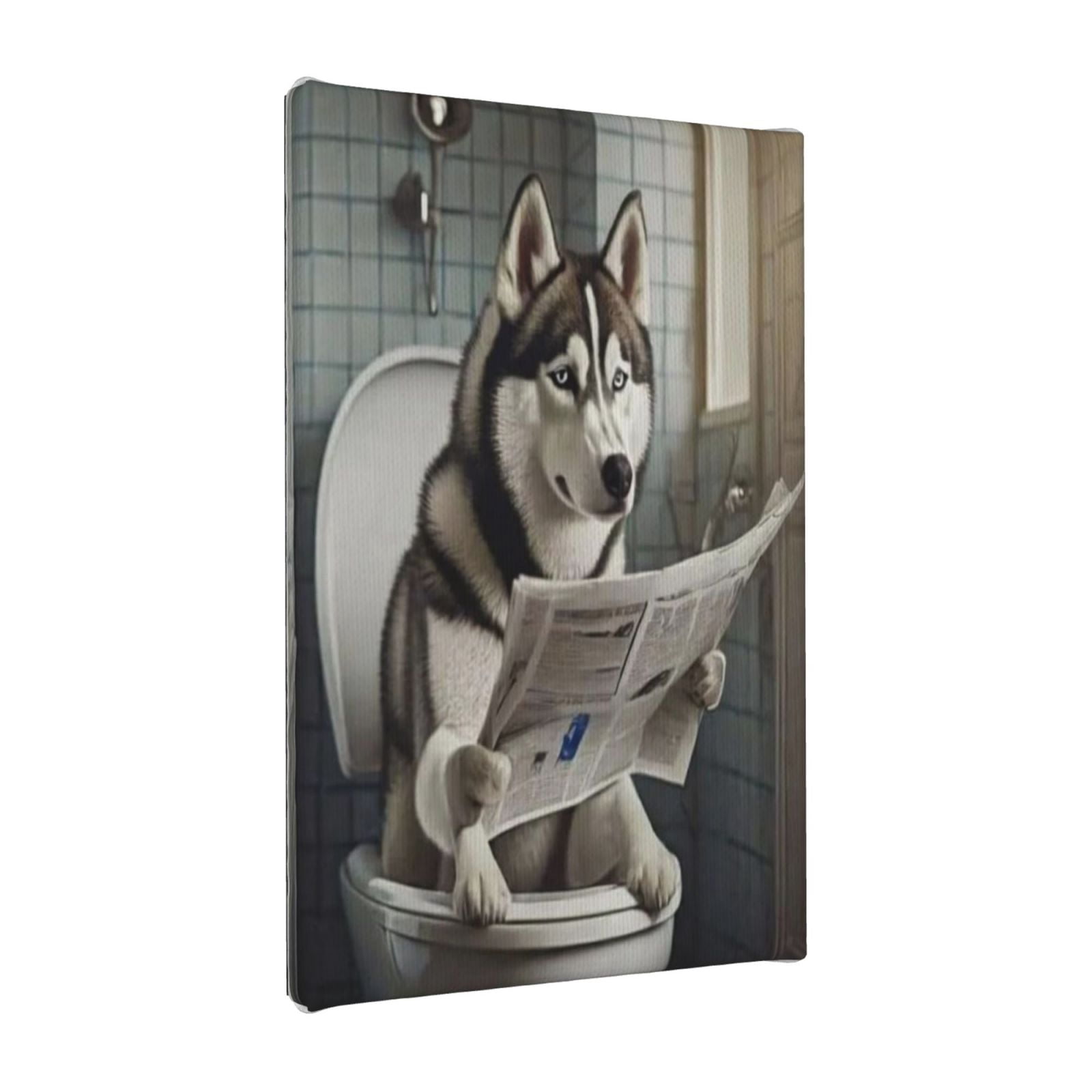 ALOUYA Canvas Bathroom Decor Siberian Husky Dog Wall Decor Poster ...