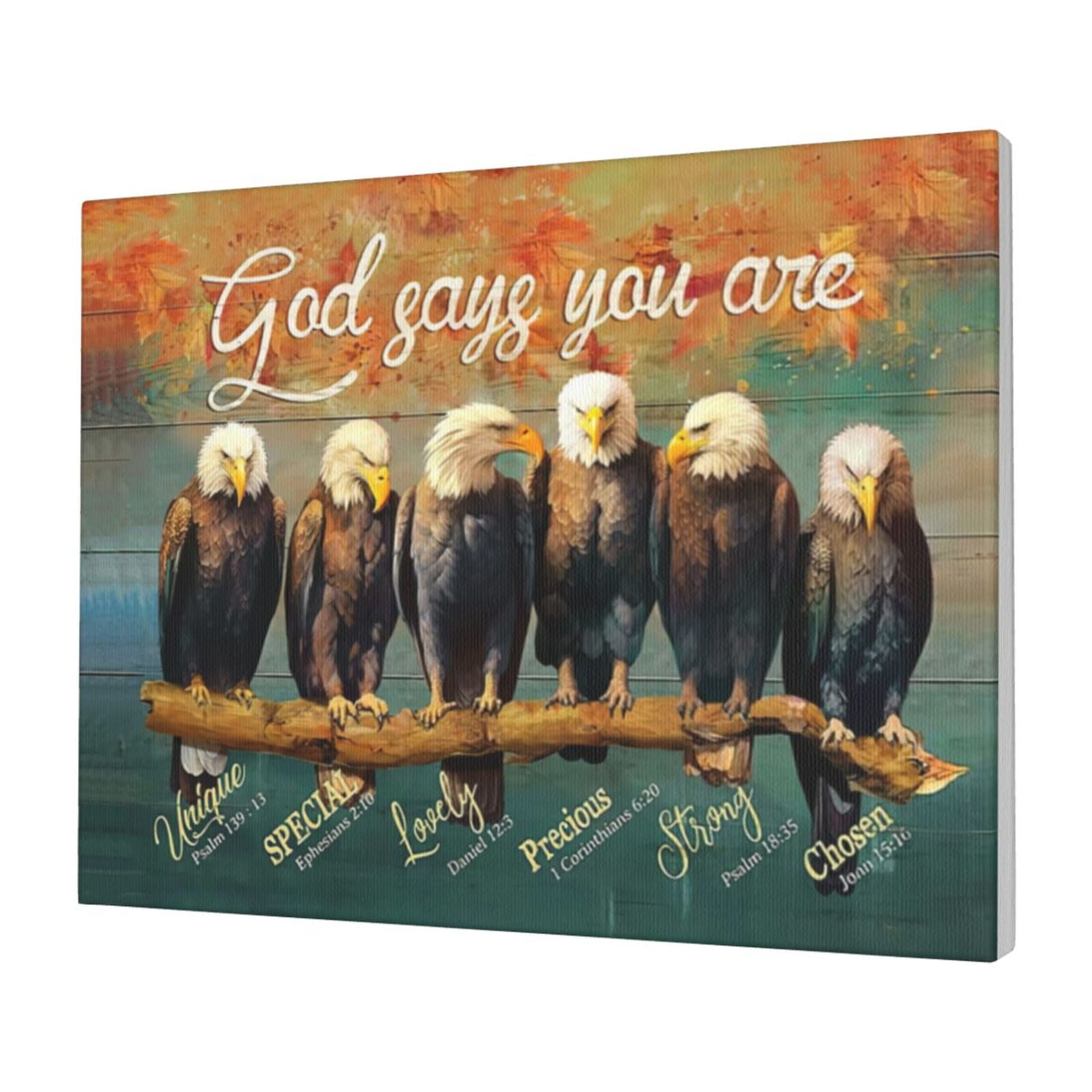 ALOUYA Christian Bald Eagle Wall Art God Says Religious Painting Wall ...
