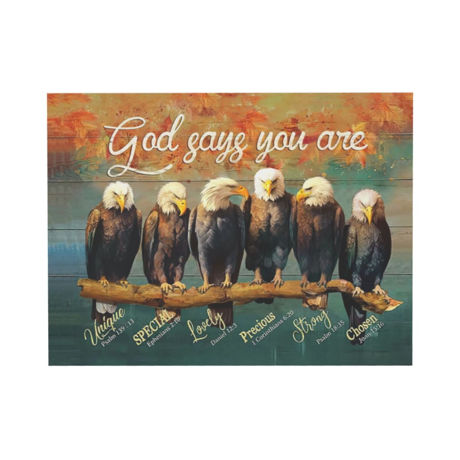 ALOUYA Christian Bald Eagle Wall Art God Says Religious Painting Wall ...
