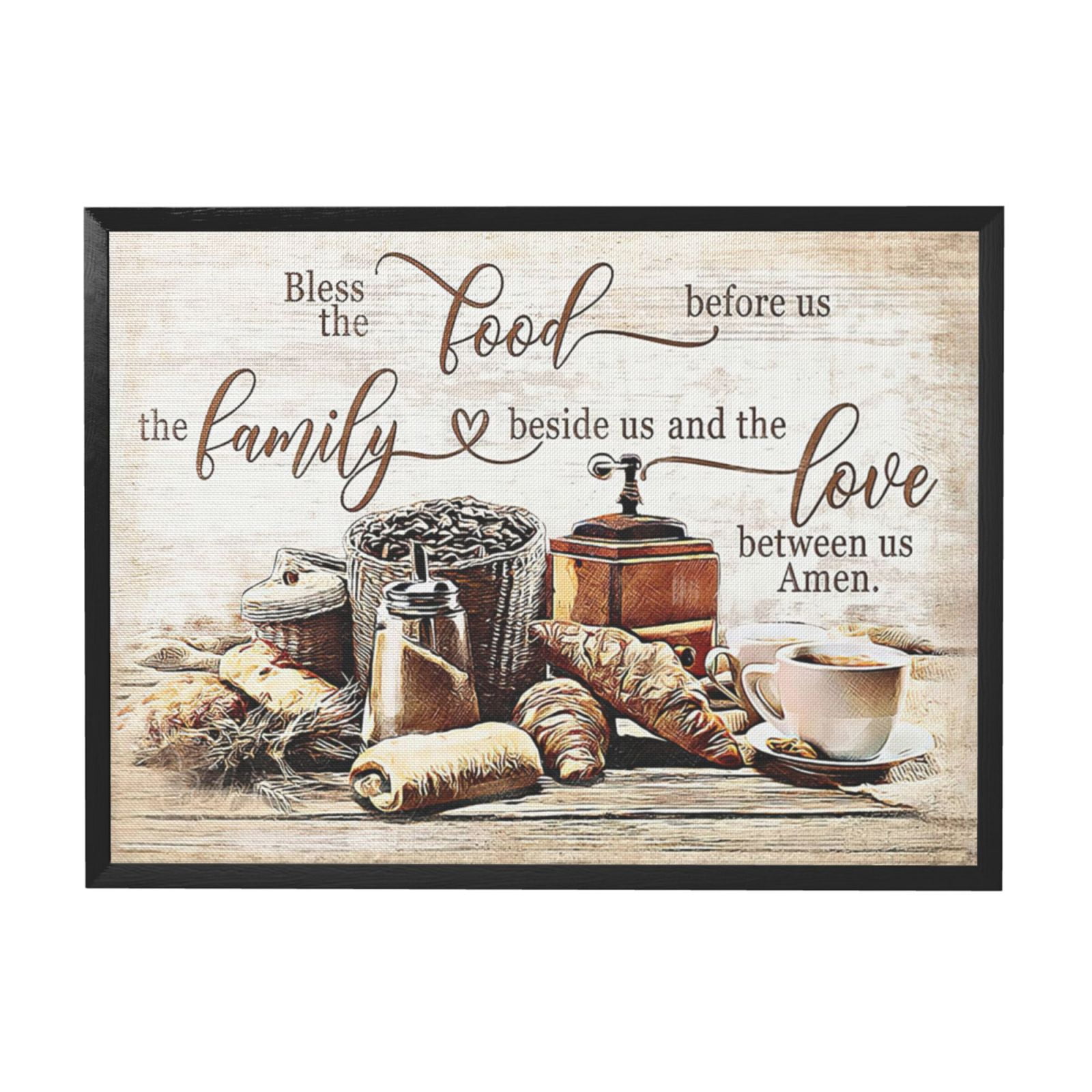 ALOUYA Christian Kitchen Wall Art Coffee Bread Wall Decor Rustic Coffee ...