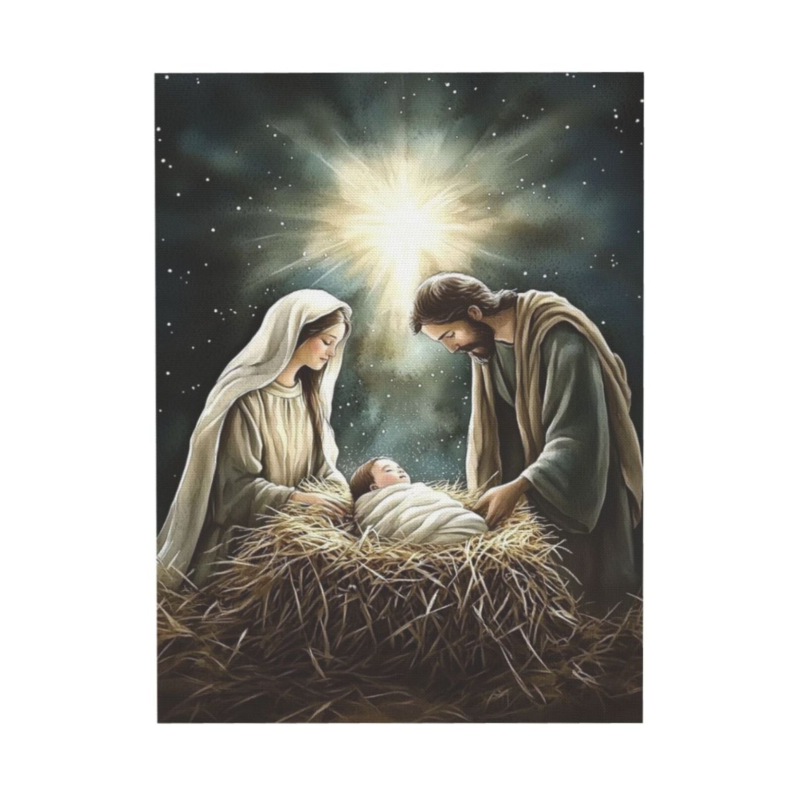 ALOUYA Christian Nativity Scene Wall Art Christianity Jesus Holiday ...