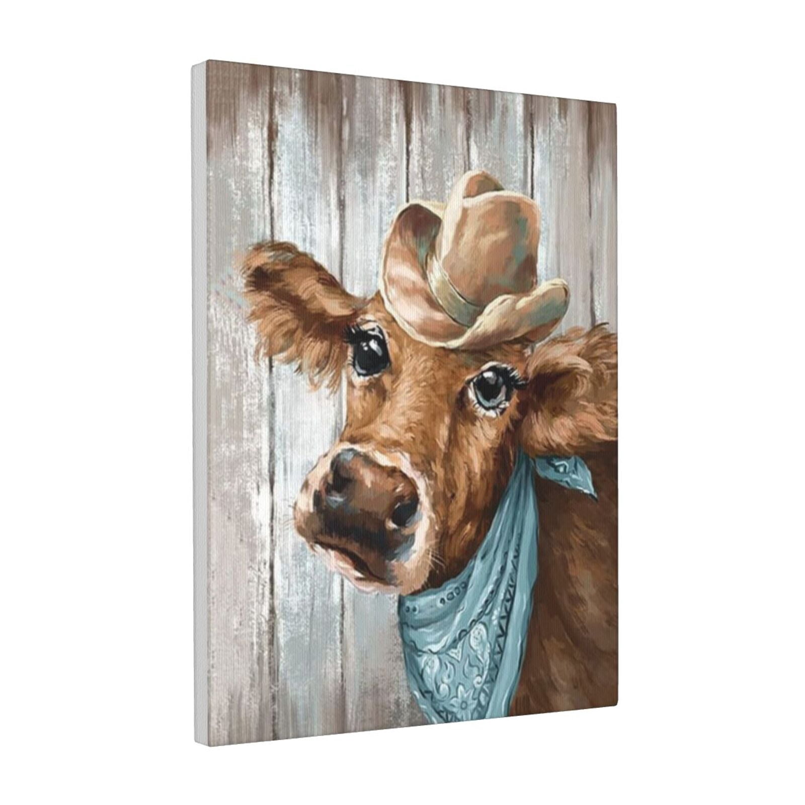 ALOUYA Country Cow Pictures Wall Decor Cute Funny Brown Rustic ...