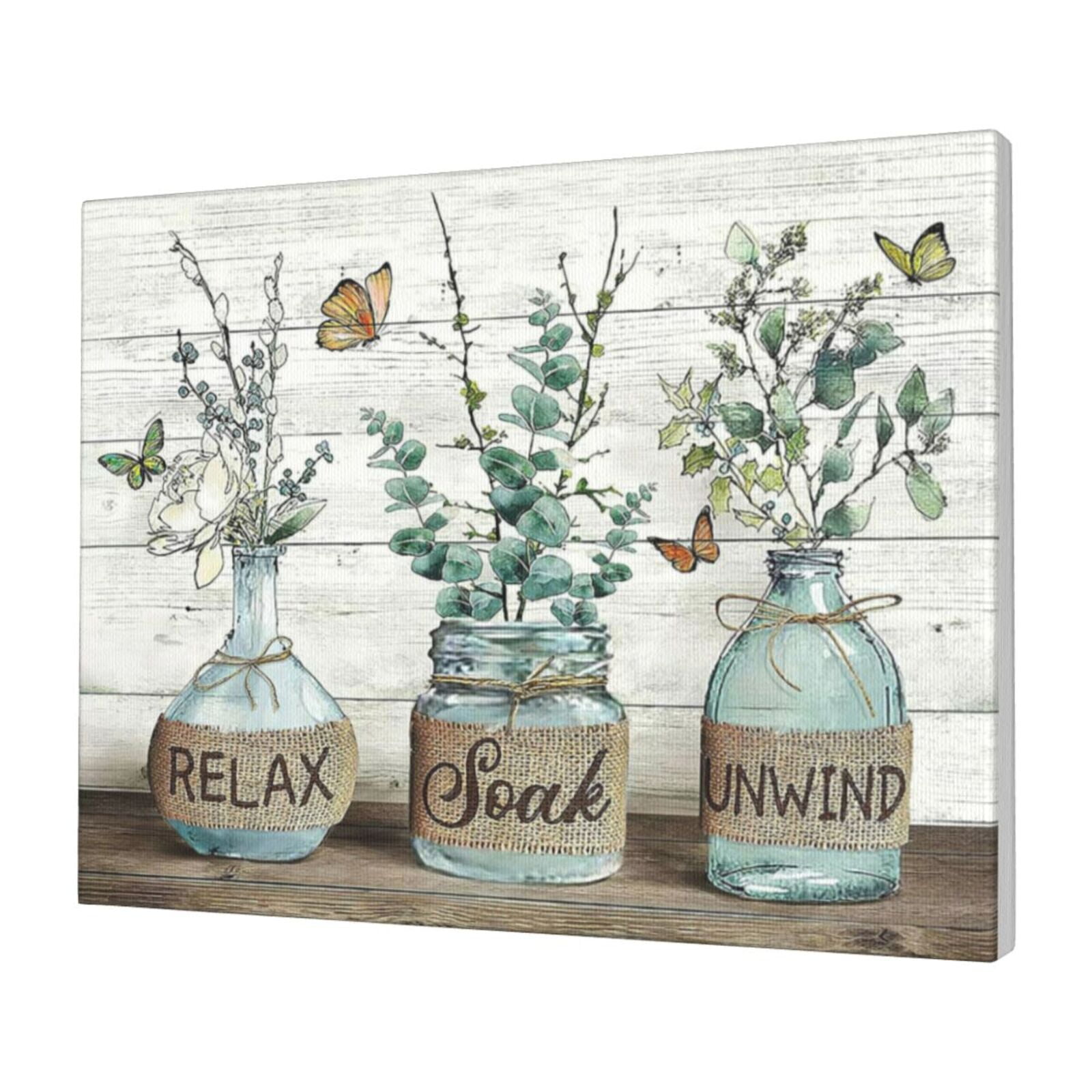 ALOUYA Farmhouse Bathroom Decor Wall Art Rustic Botanical Pictures ...