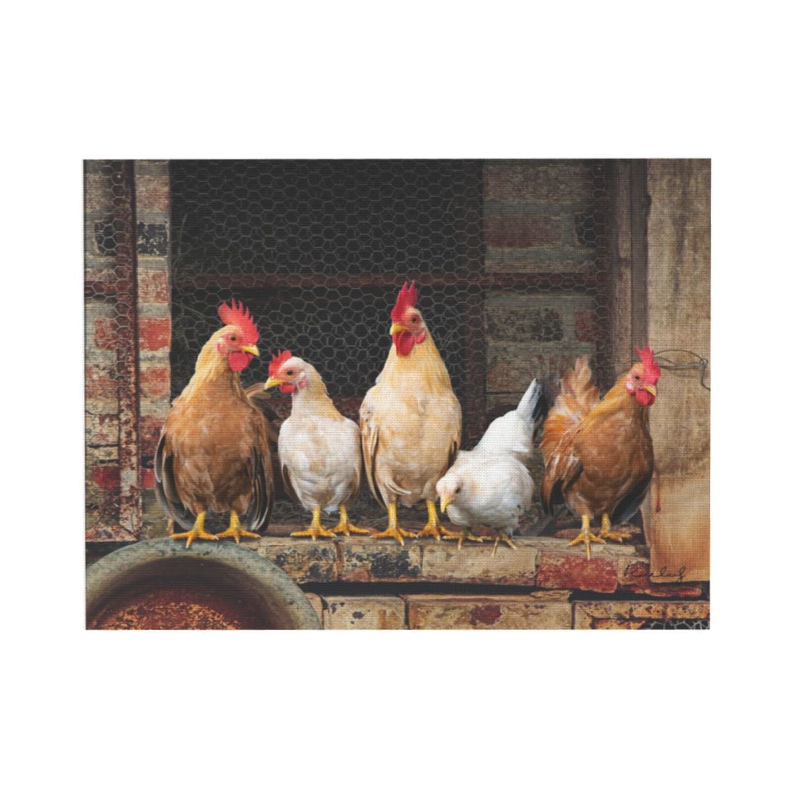 ALOUYA Farmhouse Chicken Wall Art Canvas, Rustic Decor with Hens ...