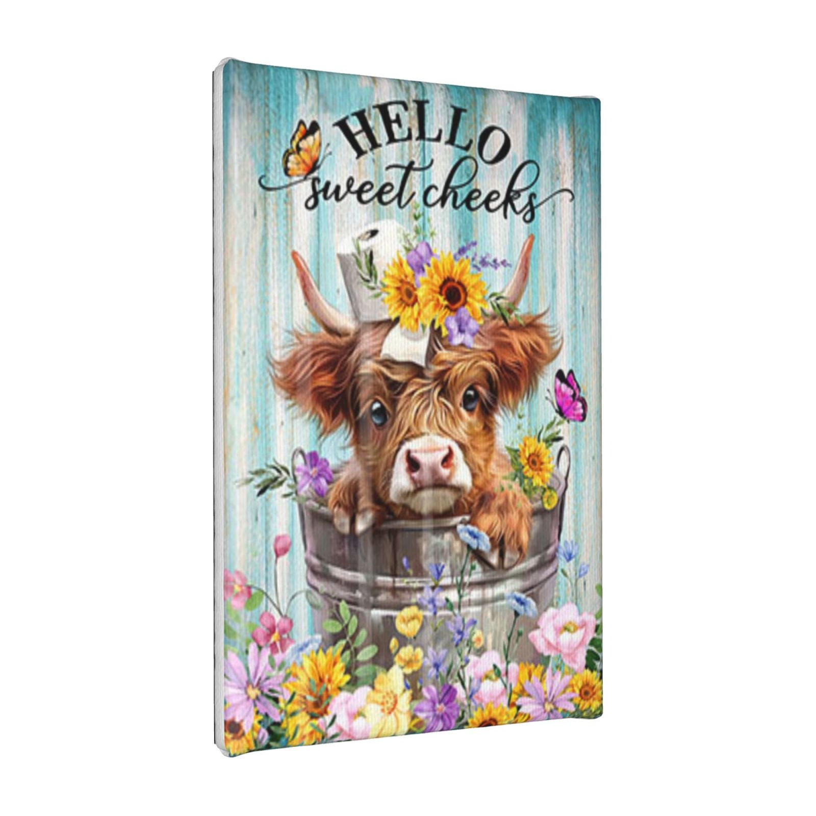 ALOUYA Farmhouse Cute Highland Cow Wall Art Colourful Flower Cow Baby ...