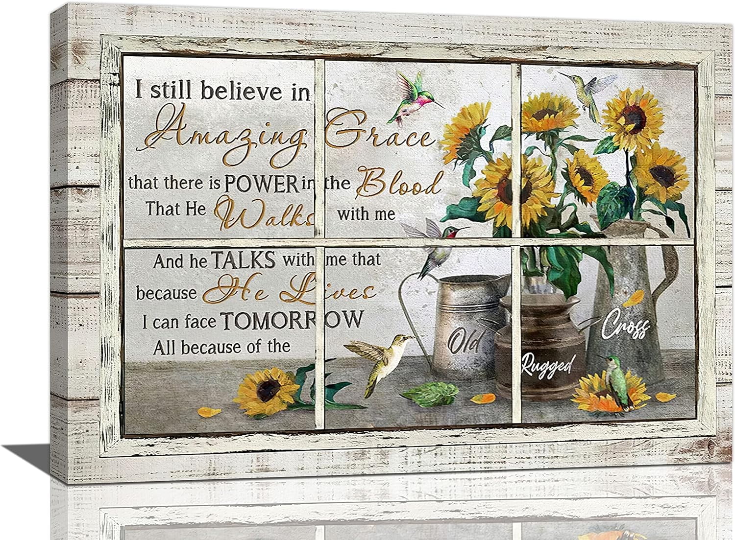 ALOUYA Farmhouse Sunflower Wall Art Country Rustic Window Sunflower ...