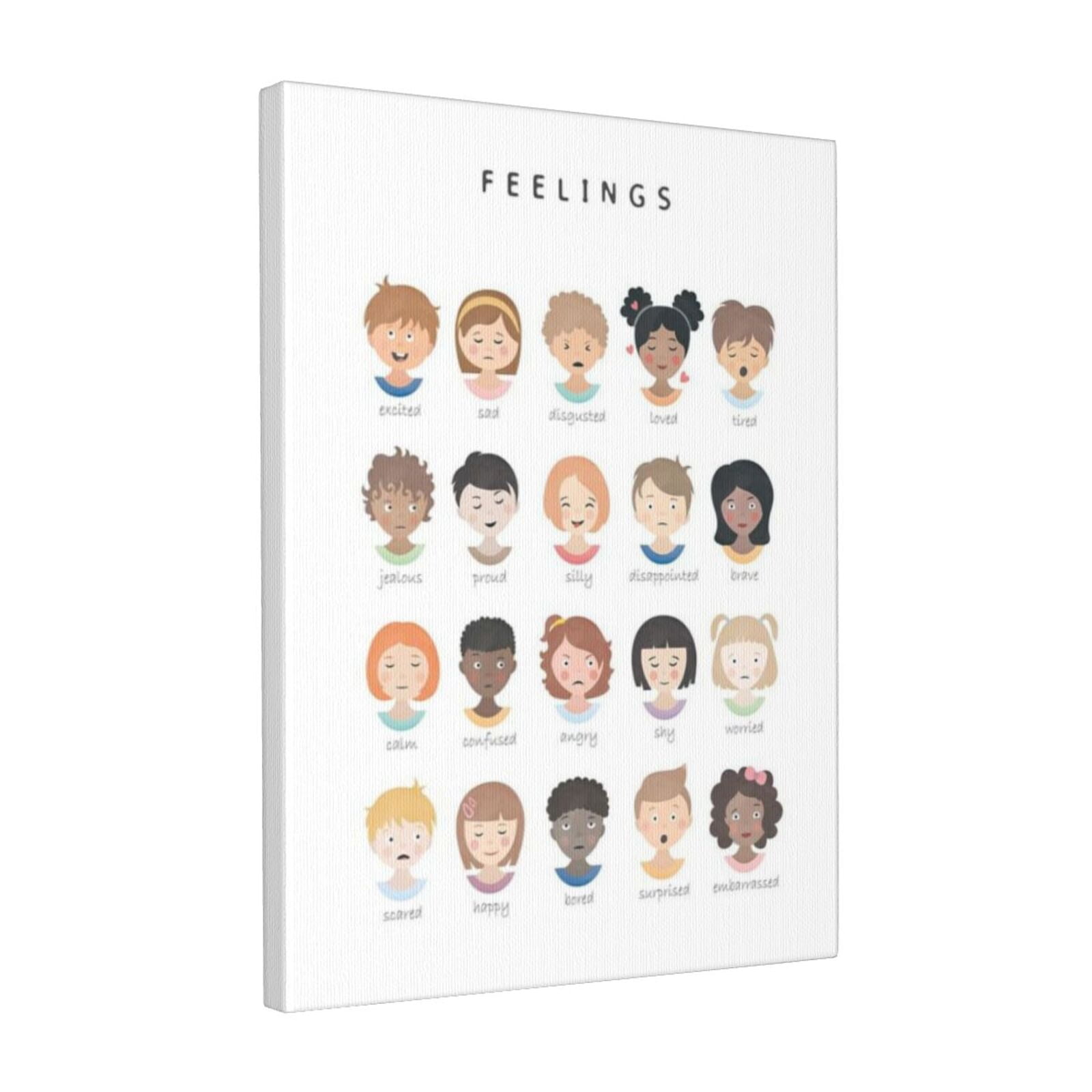 ALOUYA Feelings Poster, Homeschool Decor Canvas Wall Art, Feelings ...