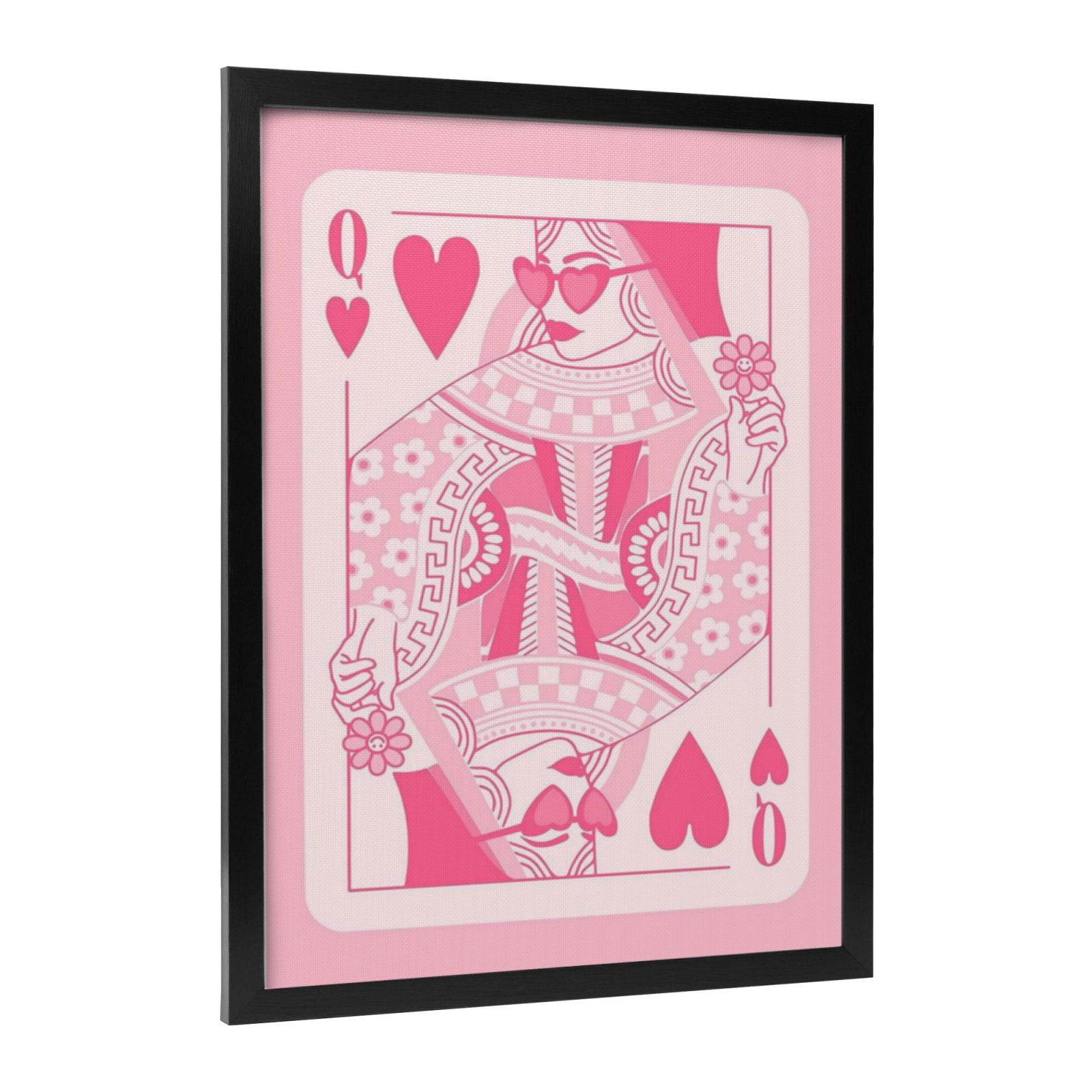 ALOUYA Funky Pink Lucky Cards Canvas Posters Trendy Queen Hearts Poker ...