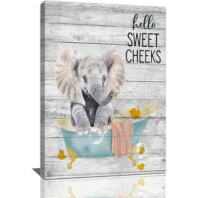 ALOUYA Funny Elephant Bathroom Wall Art Elephant Bathroom Pictures Wall ...