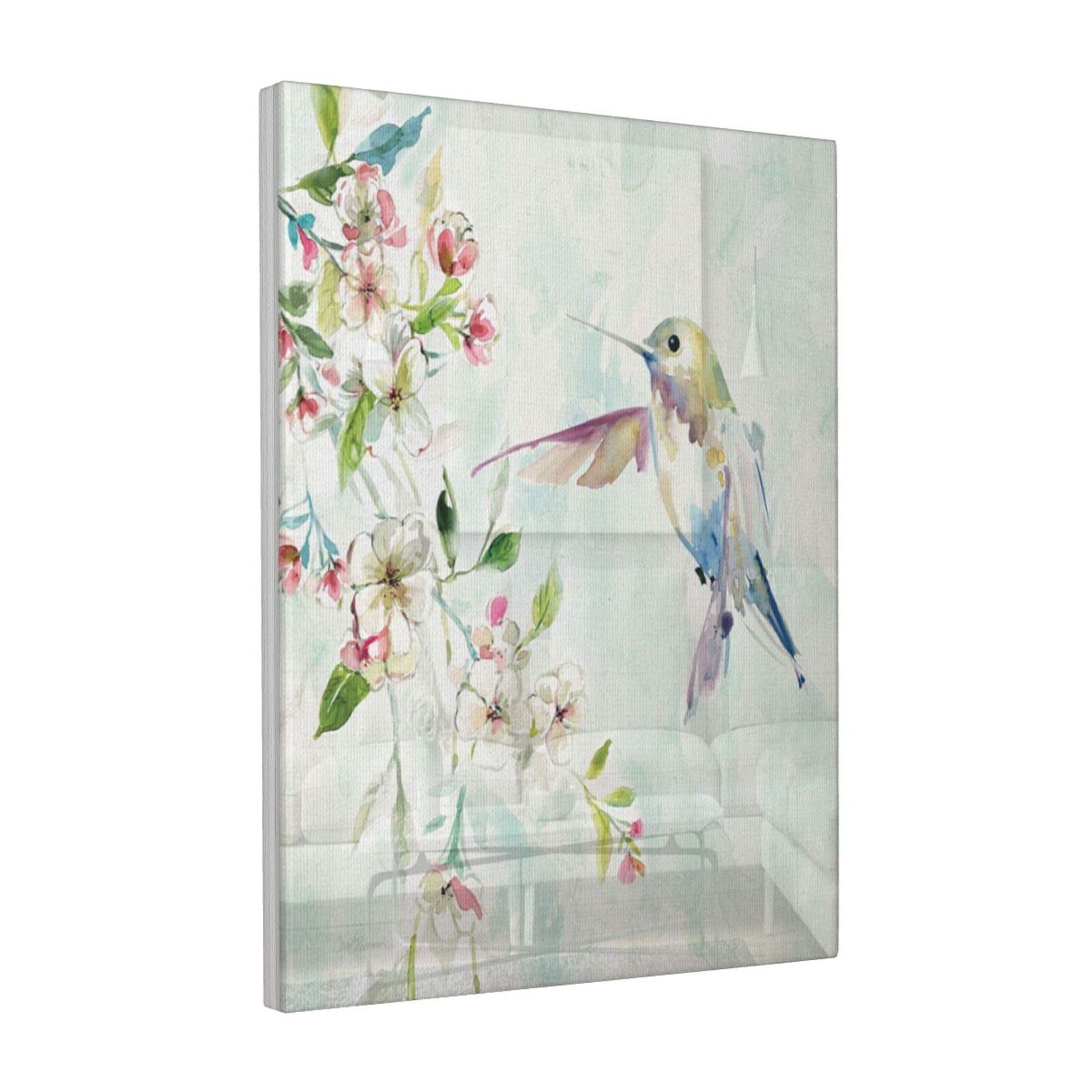ALOUYA Hummingbird IV Bird Wall Art Spring Theme Colorful Floral ...