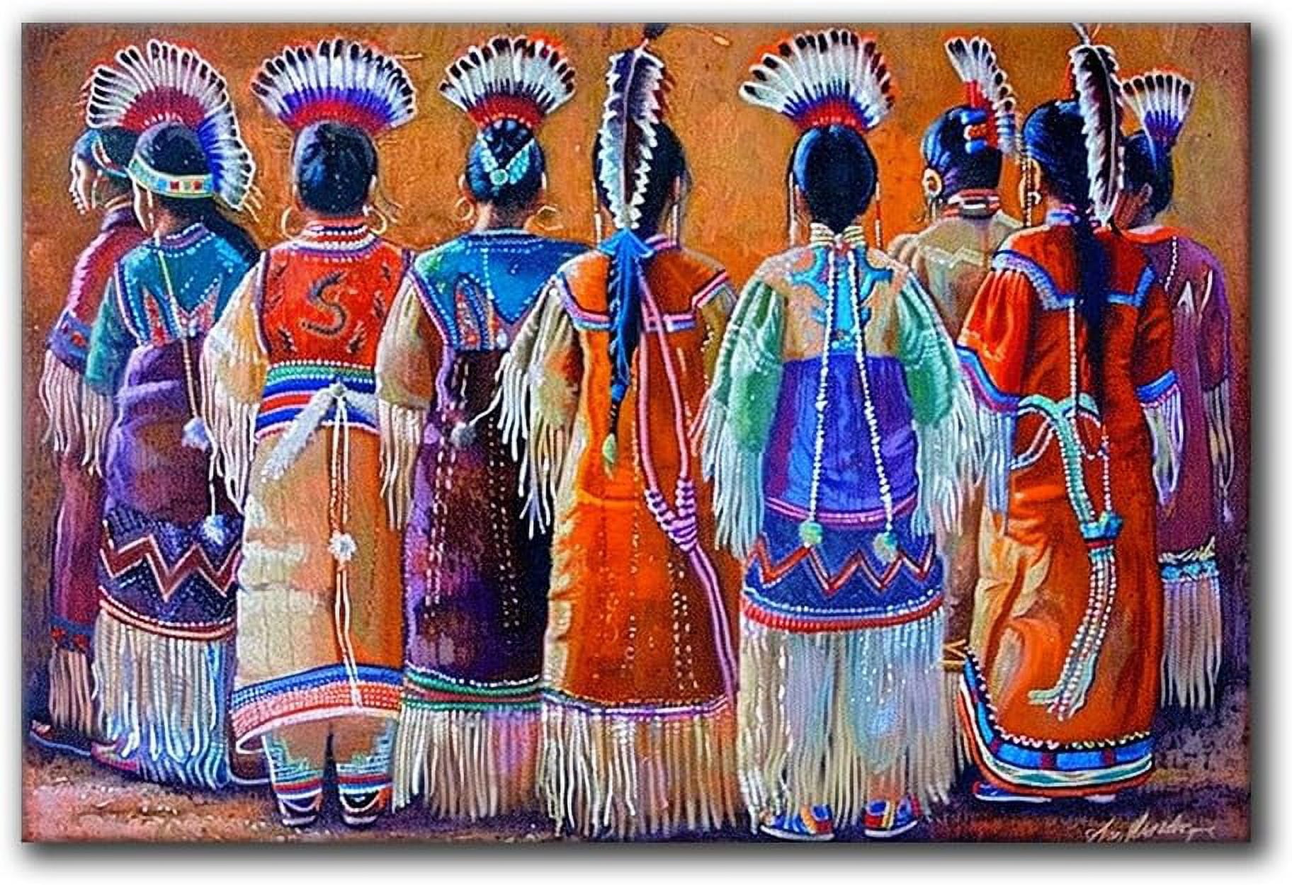 ALOUYA Indian Woman Wall Art Canvas Prints, Retro Oil Painting, Native ...