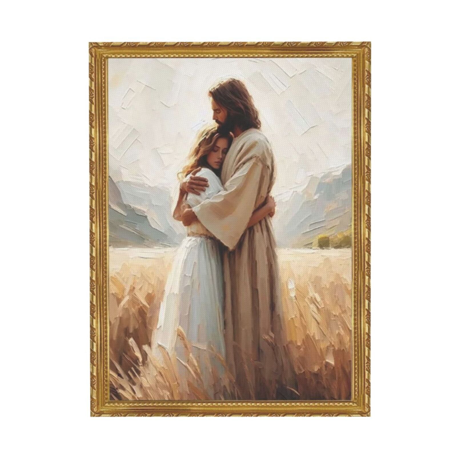 ALOUYA Jesus Healing Embracing Woman Canvas Wall Art Safe In His Arms ...